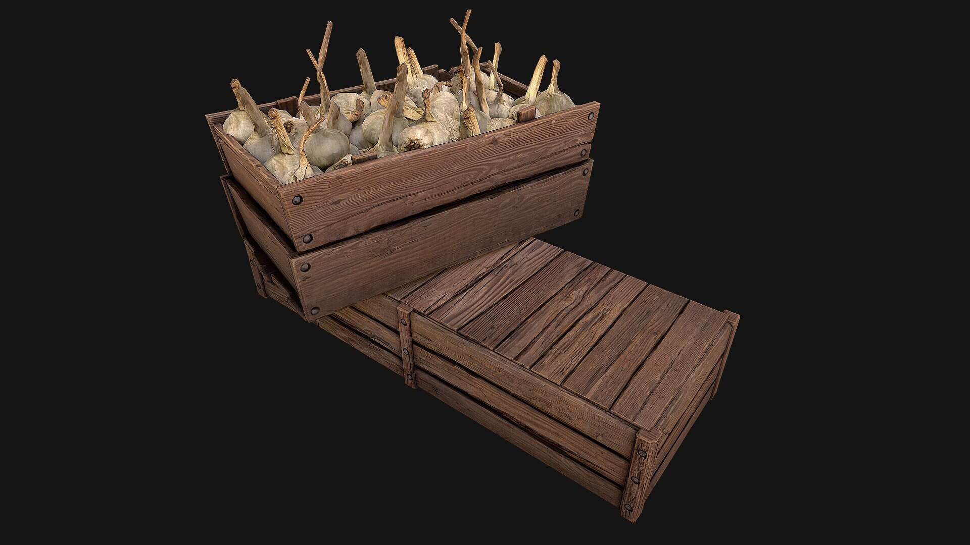 Garlic Box Crate - 3D Model by Dereza