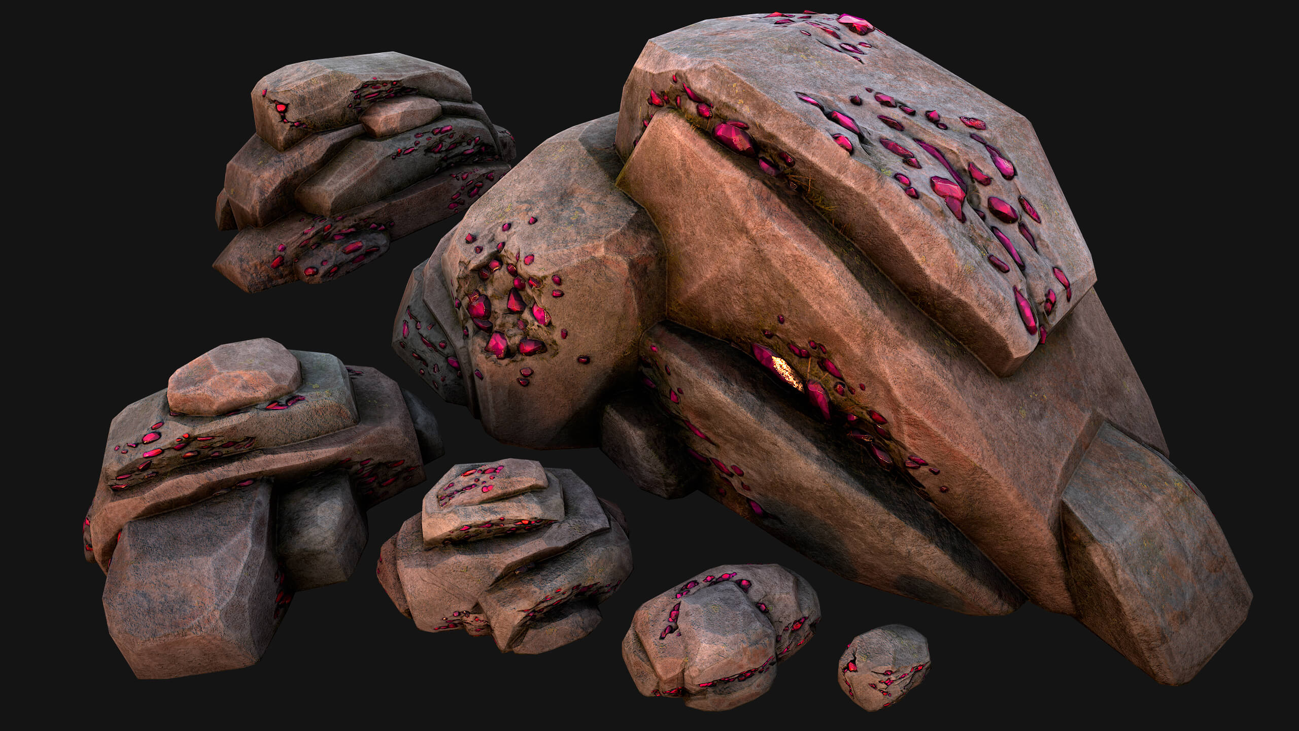 Gems Gemstone Minerals Magical Crystals Ore - 3D Model by Dereza