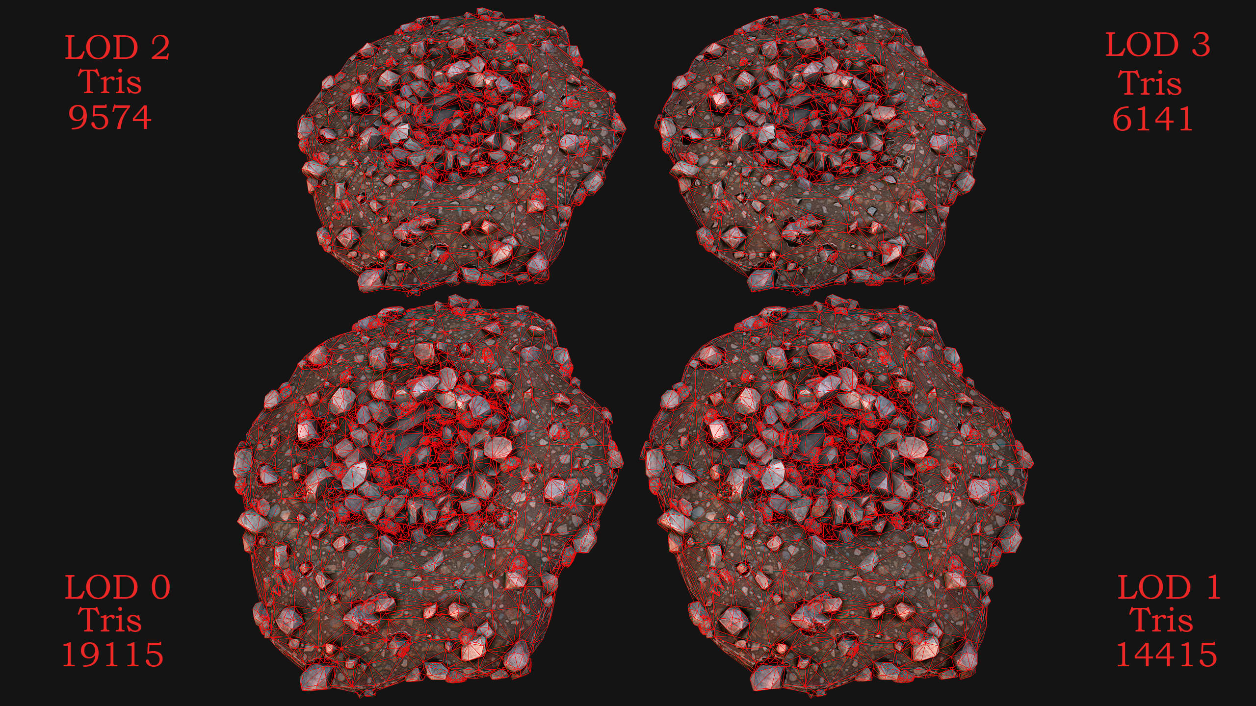 Gemstone Ore Deposits Mine Environment - 3D Model by Dereza