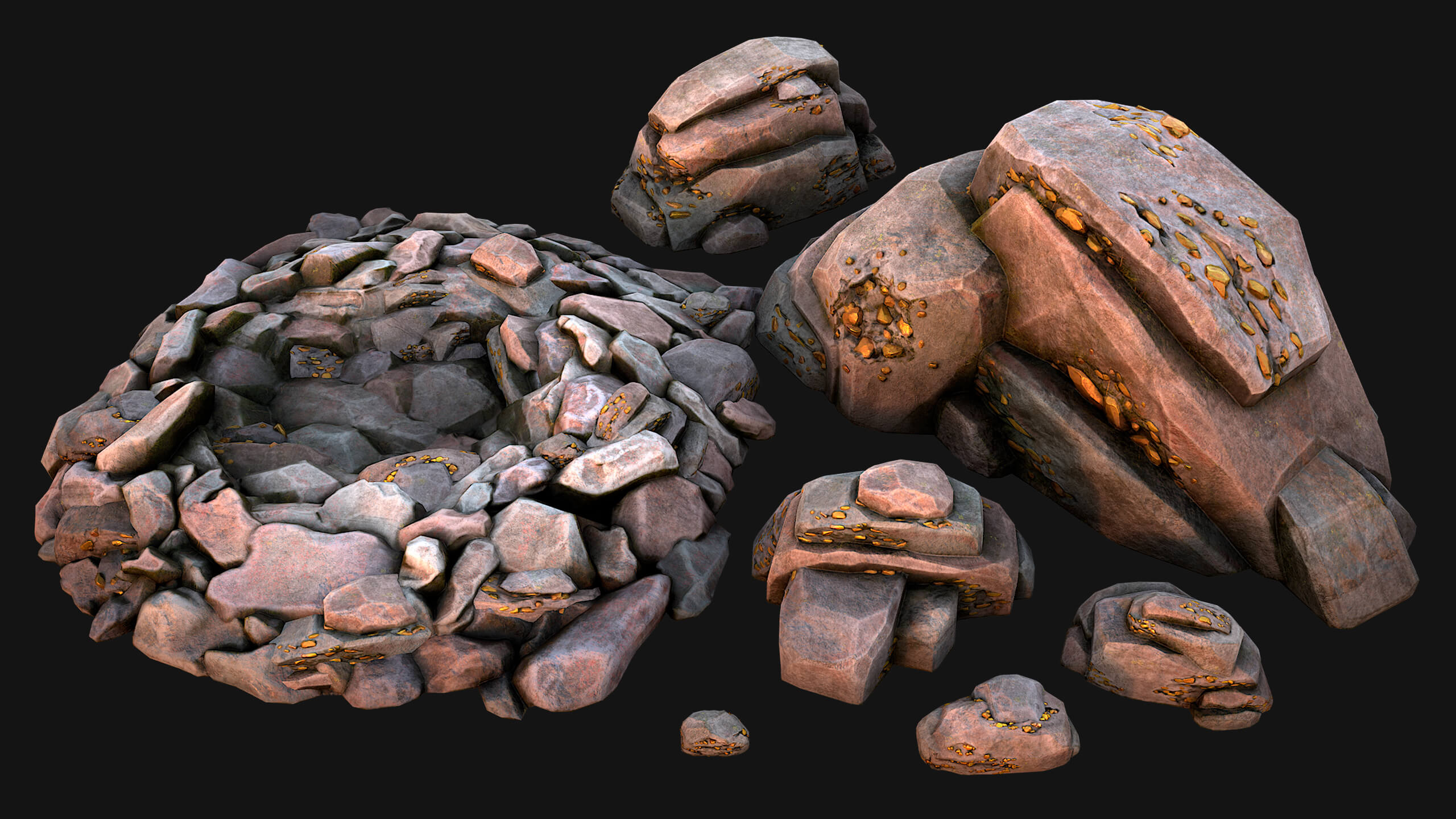 Gold Ore Mineral Treasure Mines - 3D Model by Dereza