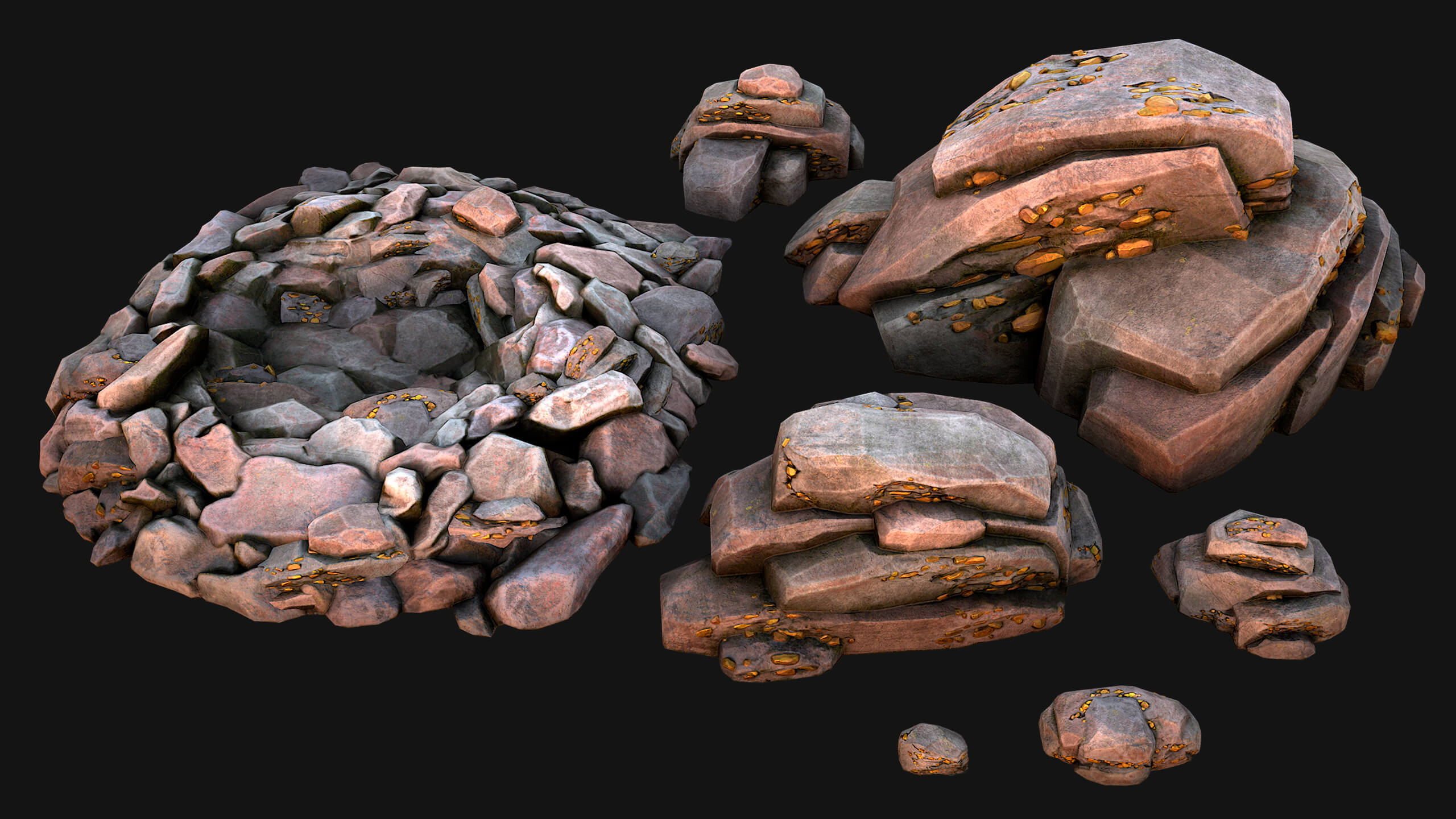 Gold Ore Mineral Treasure Mines - 3D Model by Dereza