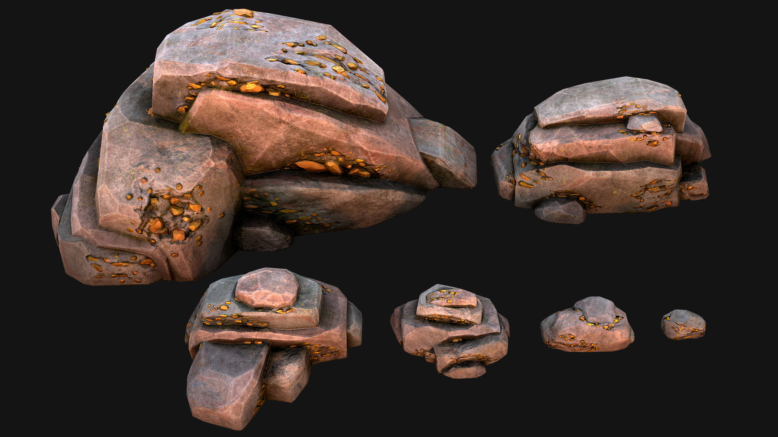 Gold Ore Mineral Treasure Mines - 3D Model by Dereza
