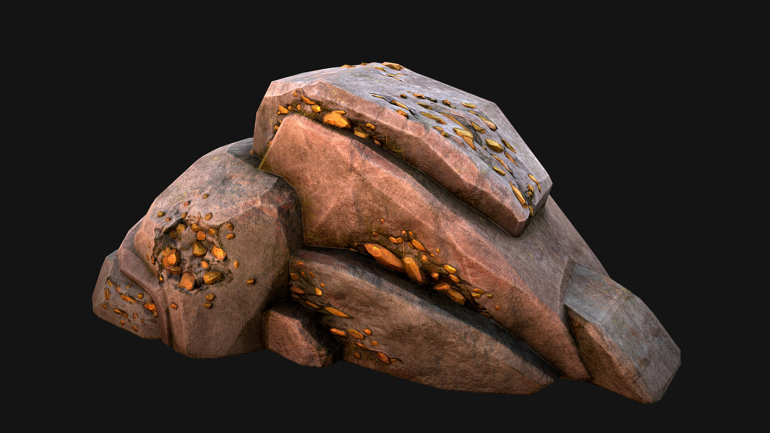 Gold Ore Mineral Treasure Mines - 3D Model by Dereza