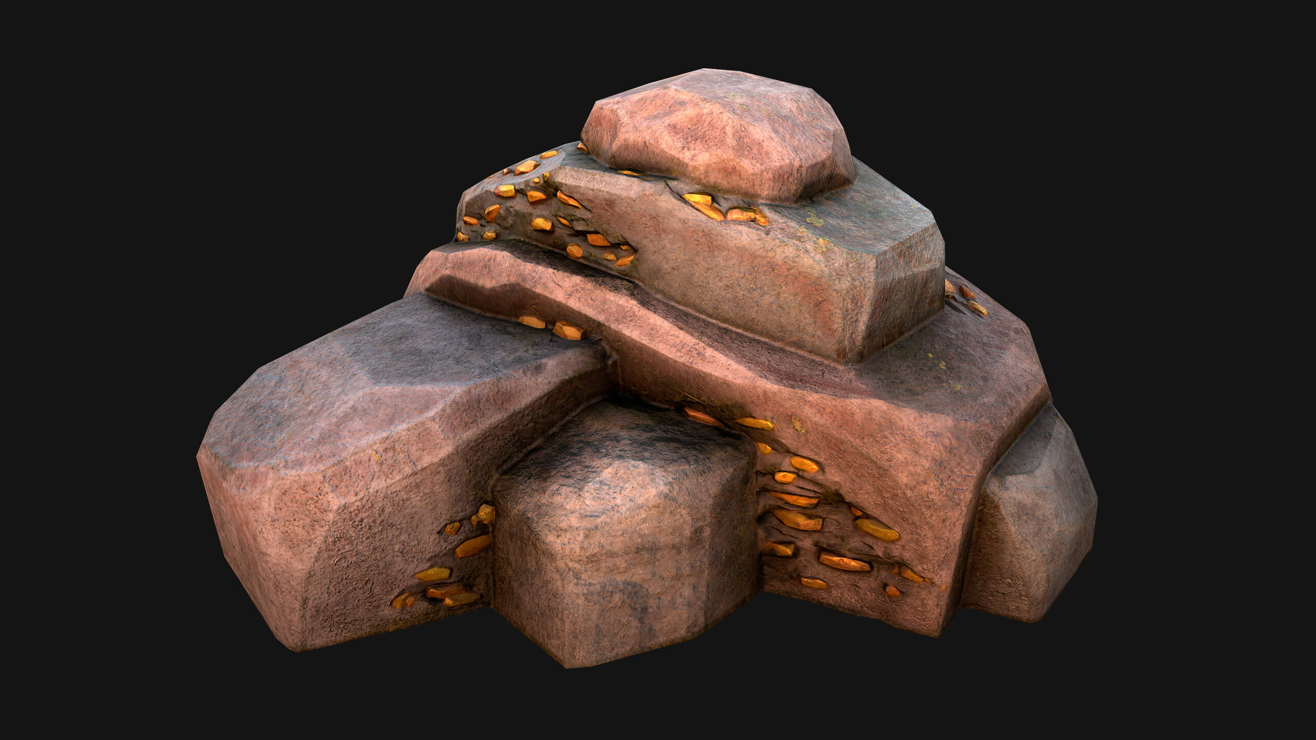 Gold Ore Mineral Treasure Mines - 3D Model by Dereza