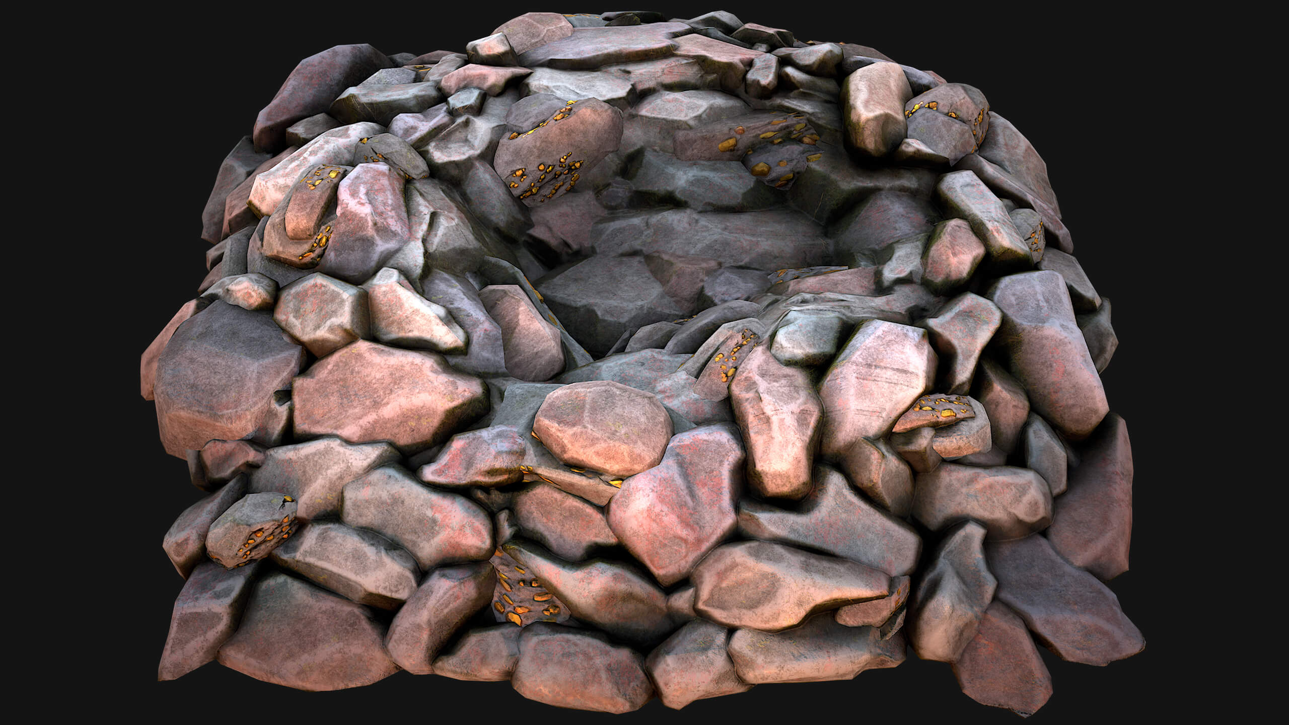 Gold Ore Mineral Treasure Mines - 3D Model by Dereza