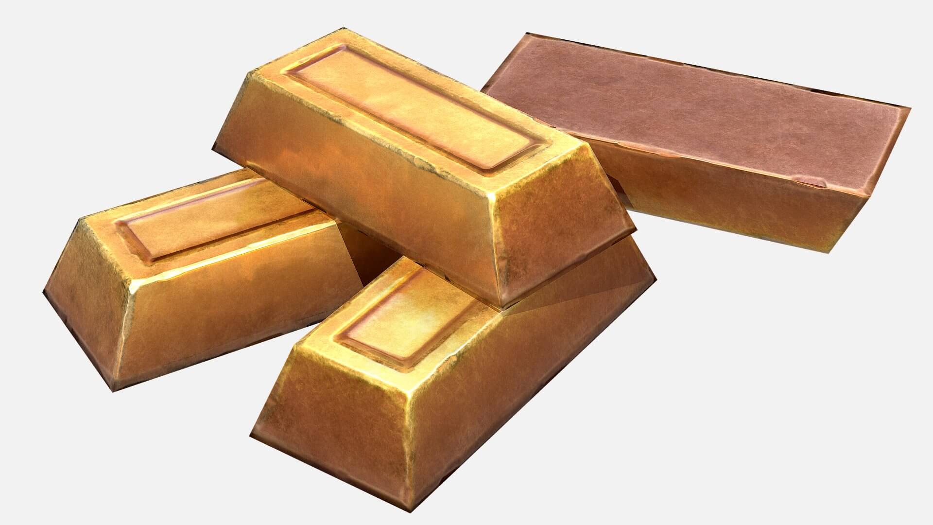 Golden Ingot - 3D Model by Dereza