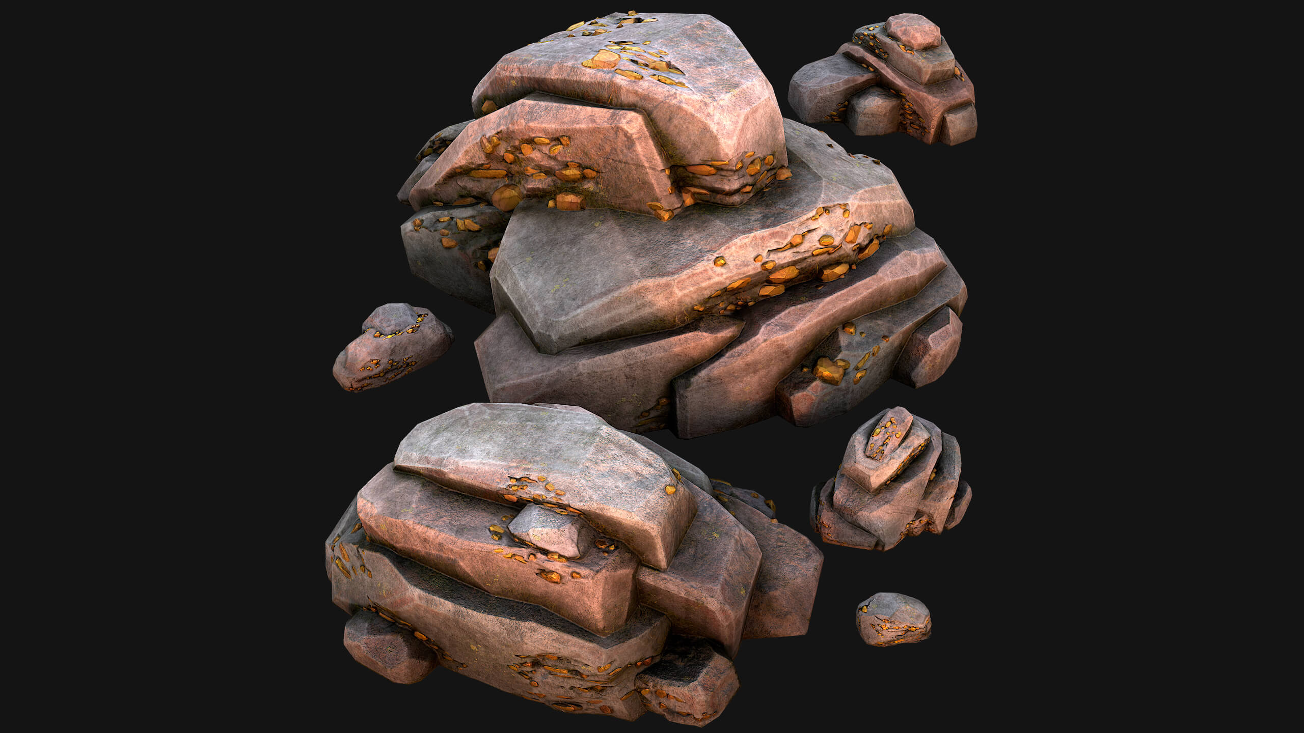 Golden Ore Nugget Gold Mine Mineral - 3D Model by Dereza