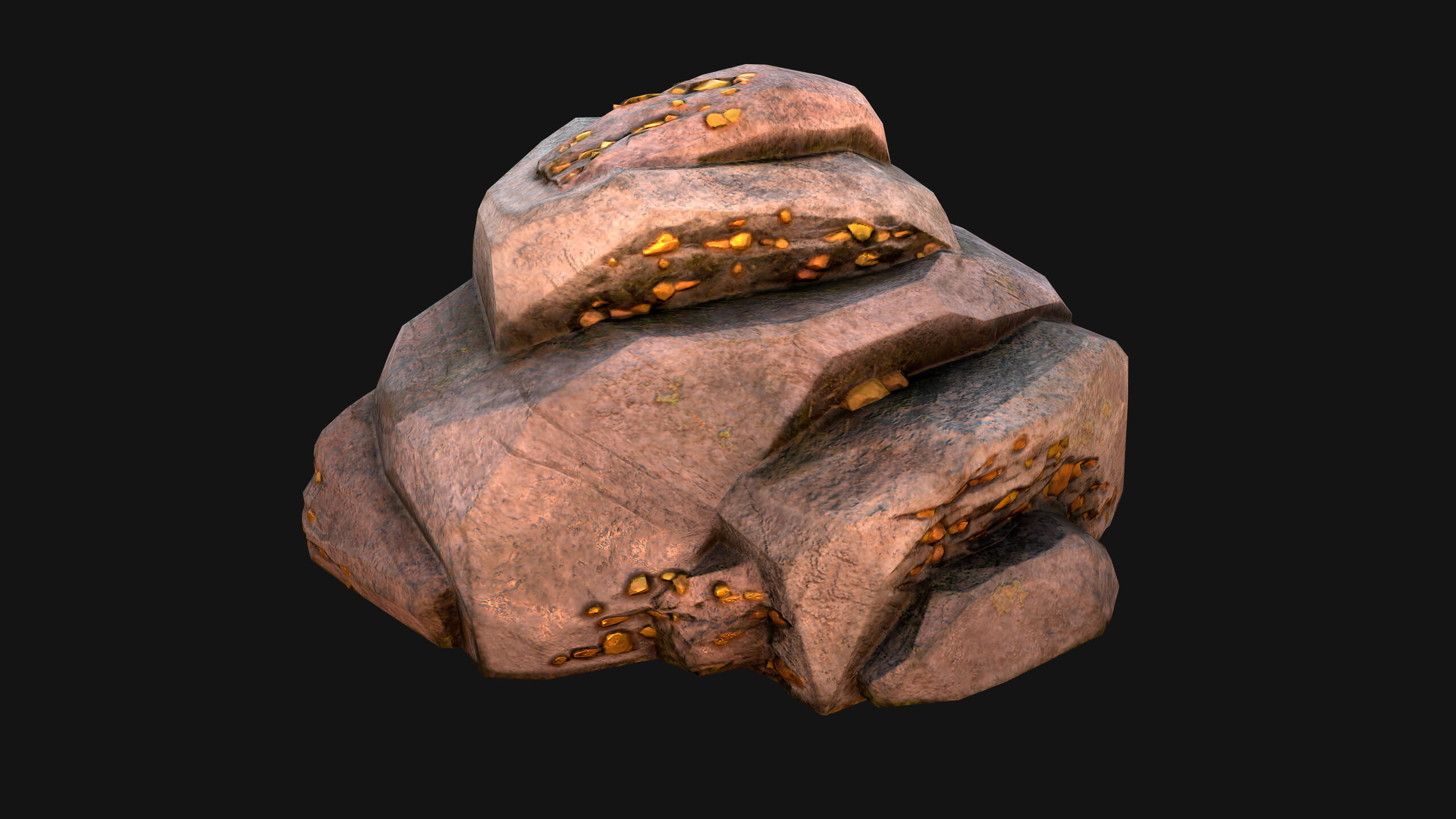 Golden Ore Nugget Gold Mine Mineral - 3D Model by Dereza