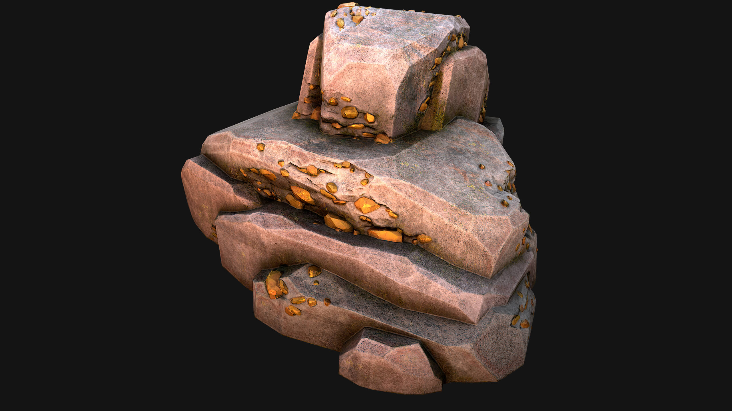 Golden Ore Nugget Gold Mine Mineral - 3D Model by Dereza