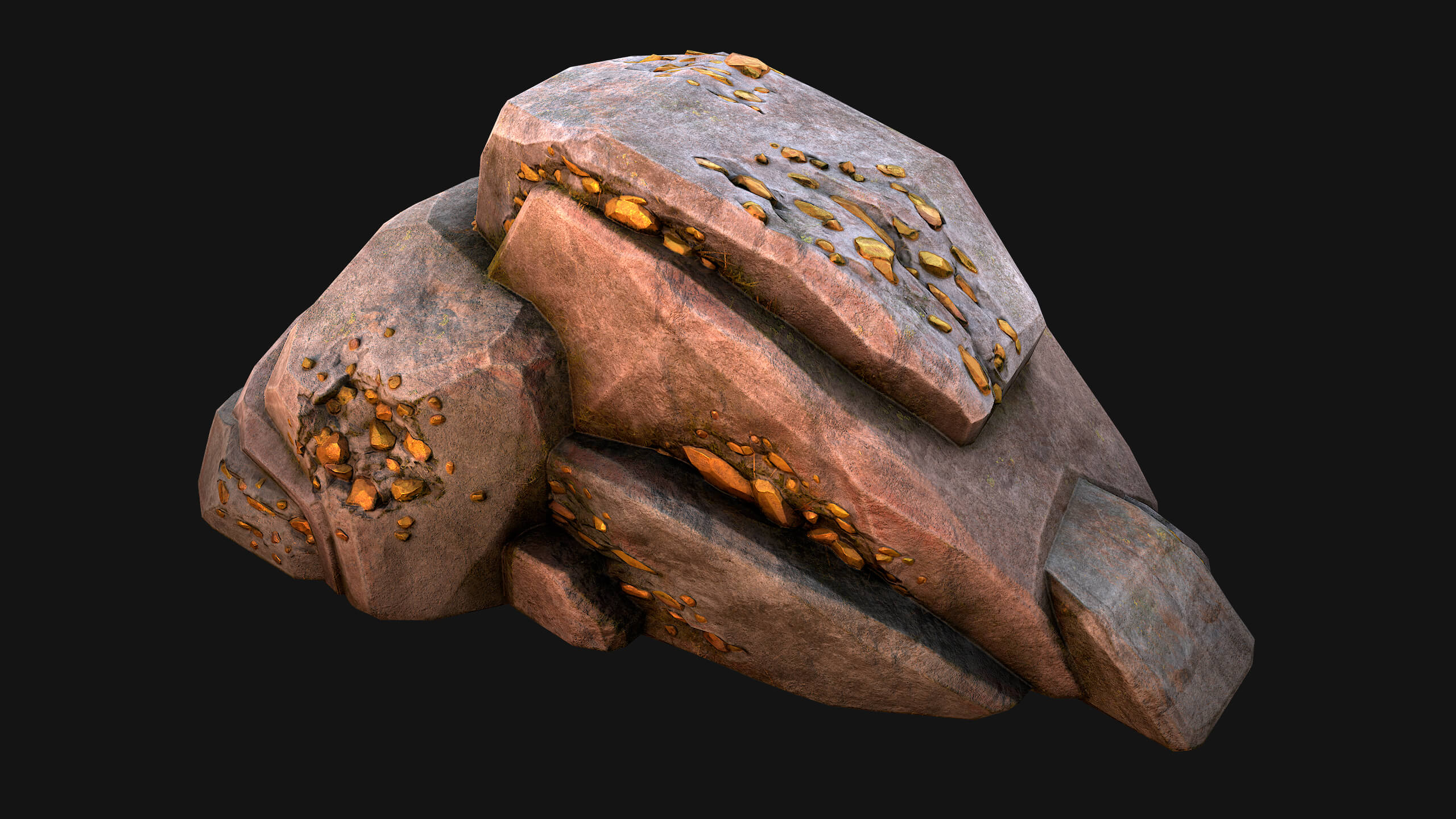Golden Ore Nugget Gold Mine Mineral - 3D Model by Dereza