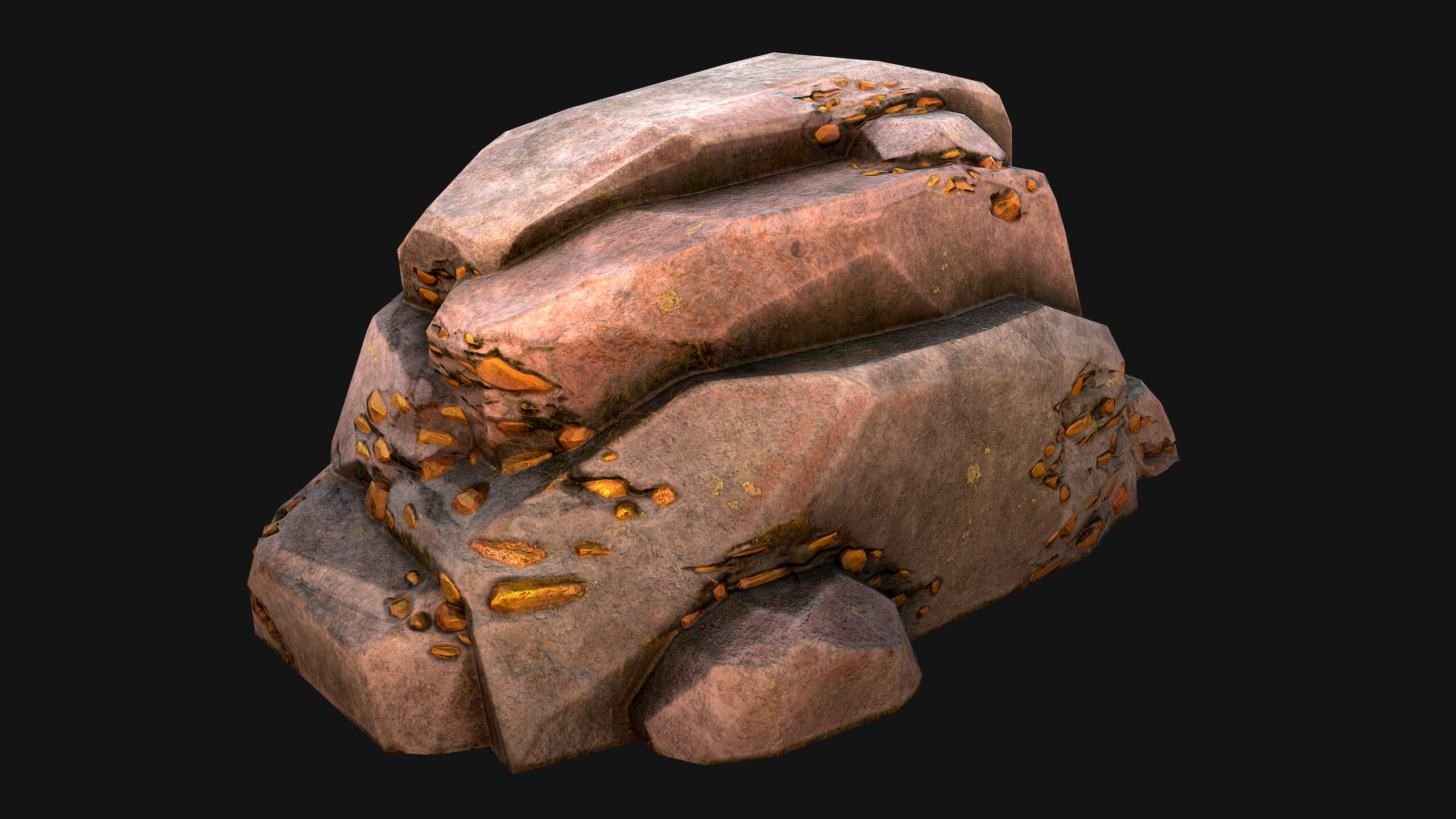 Golden Ore Nugget Gold Mine Mineral - 3D Model by Dereza