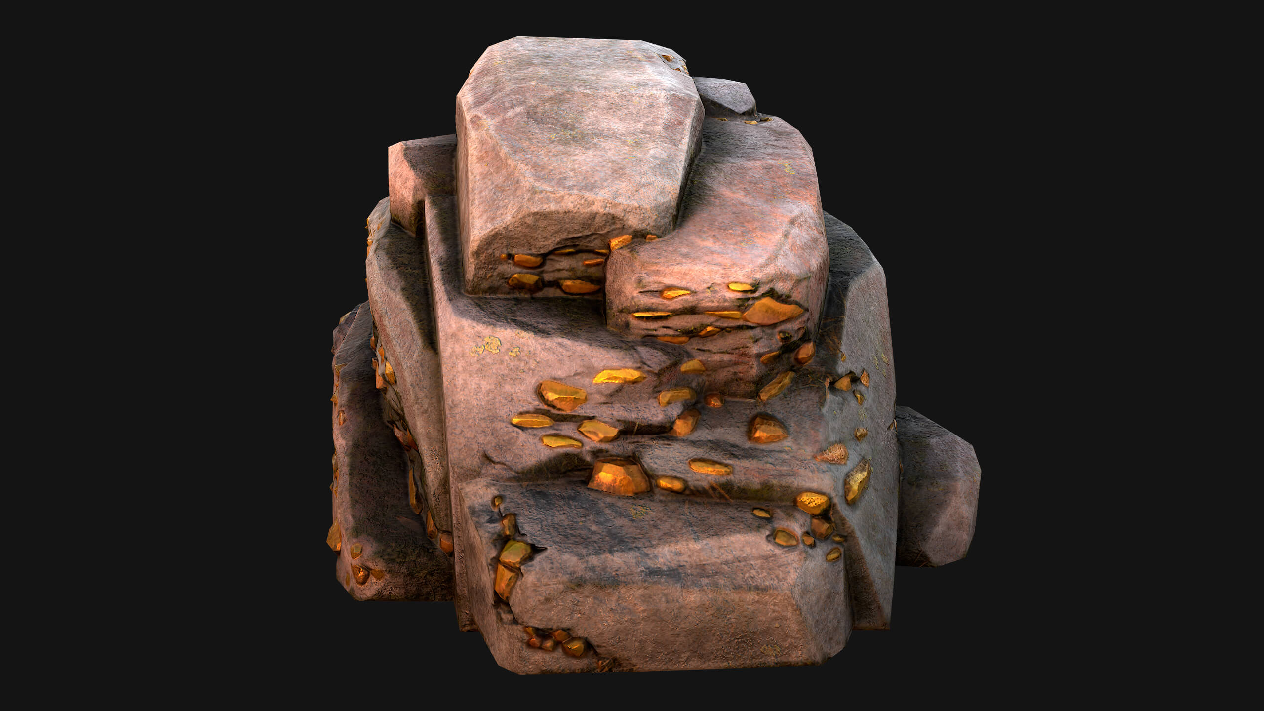 Golden Ore Nugget Gold Mine Mineral - 3D Model by Dereza