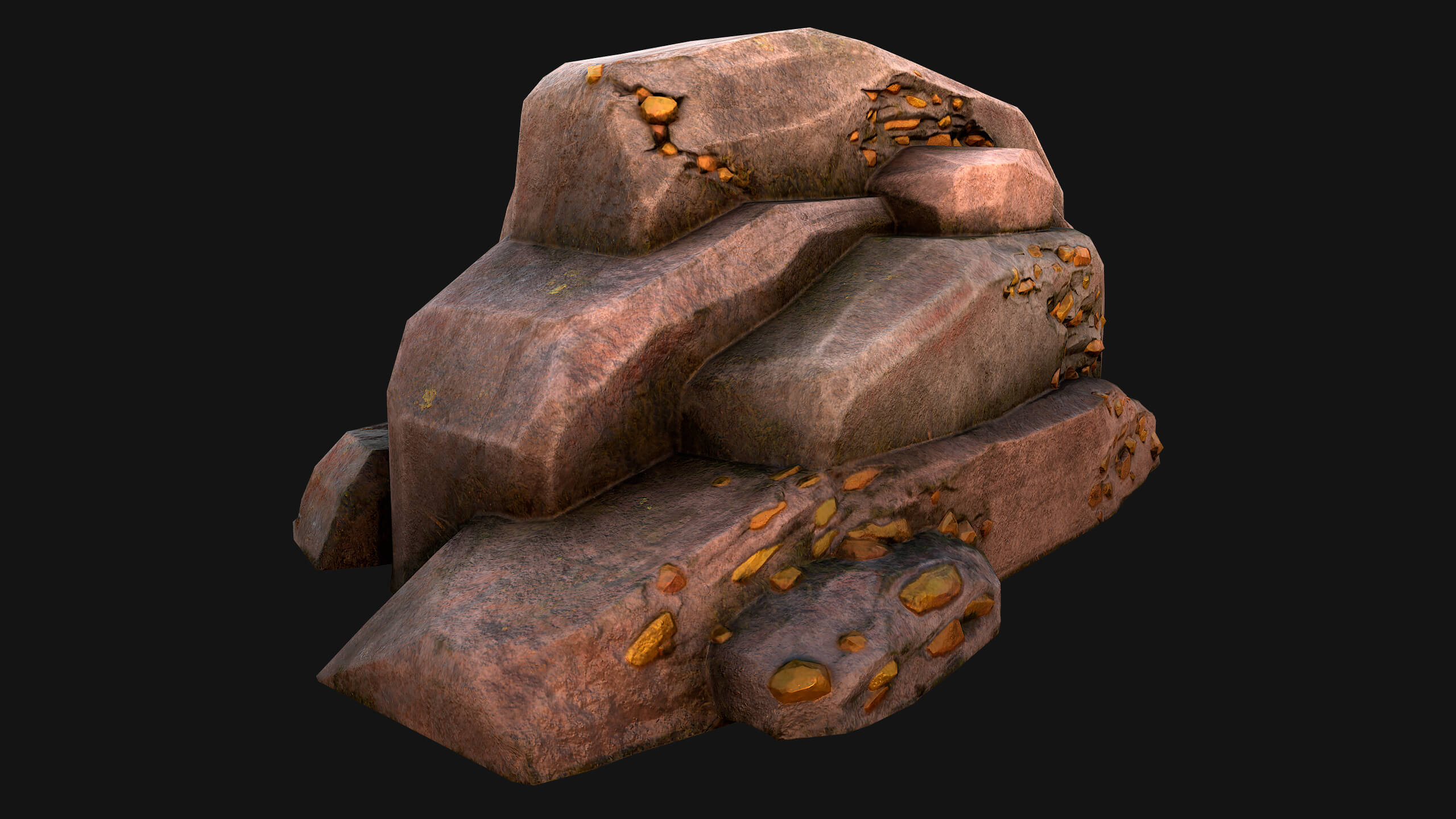 Golden Ore Nugget Gold Mine Mineral - 3D Model by Dereza