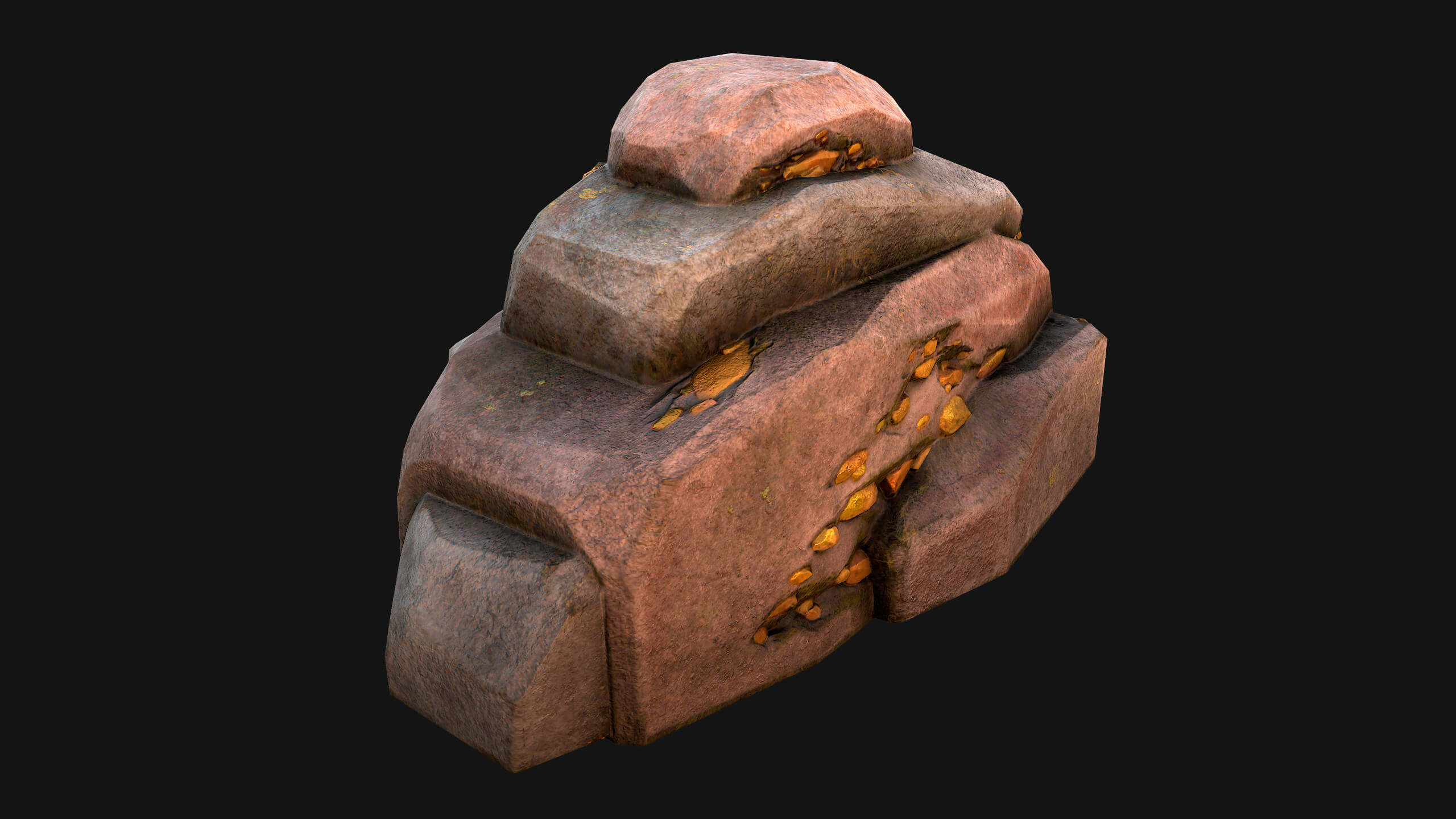 Golden Ore Nugget Gold Mine Mineral - 3D Model by Dereza