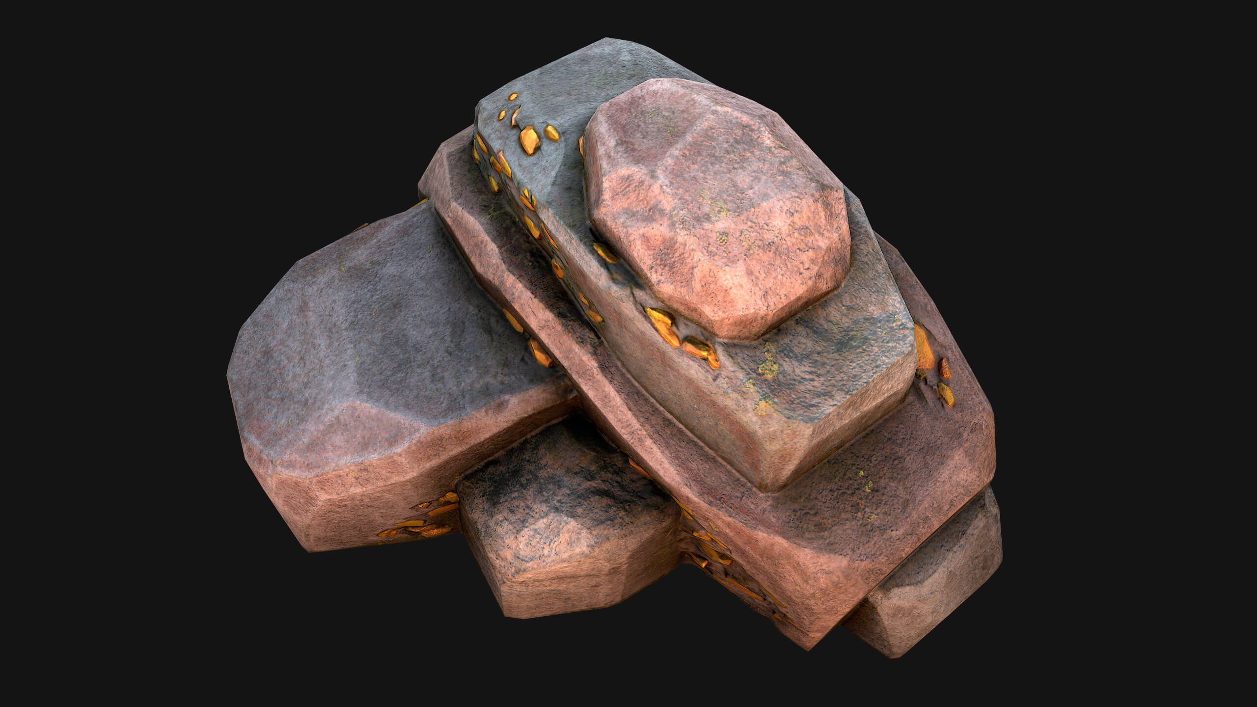 Golden Ore Nugget Gold Mine Mineral - 3D Model by Dereza