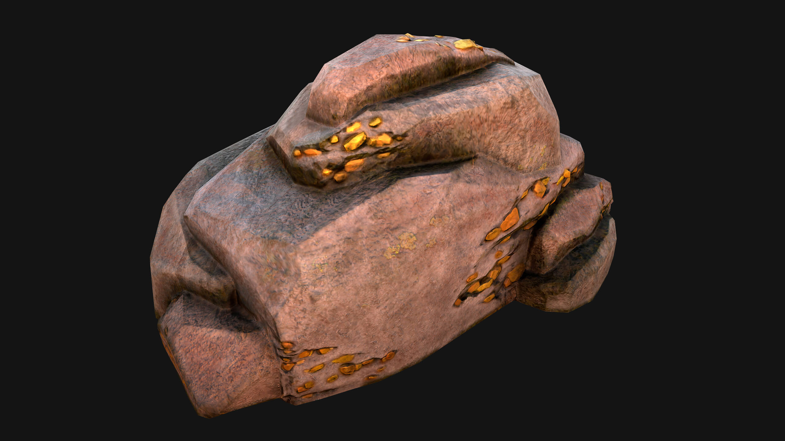 Golden Ore Nugget Gold Mine Mineral - 3D Model by Dereza