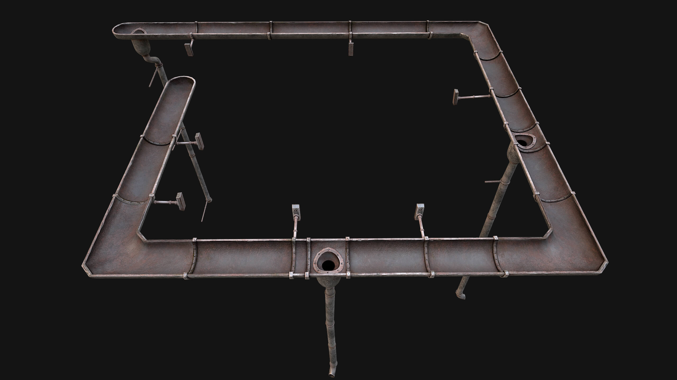 Gutter System Medieval Roof - 3D Model by Dereza