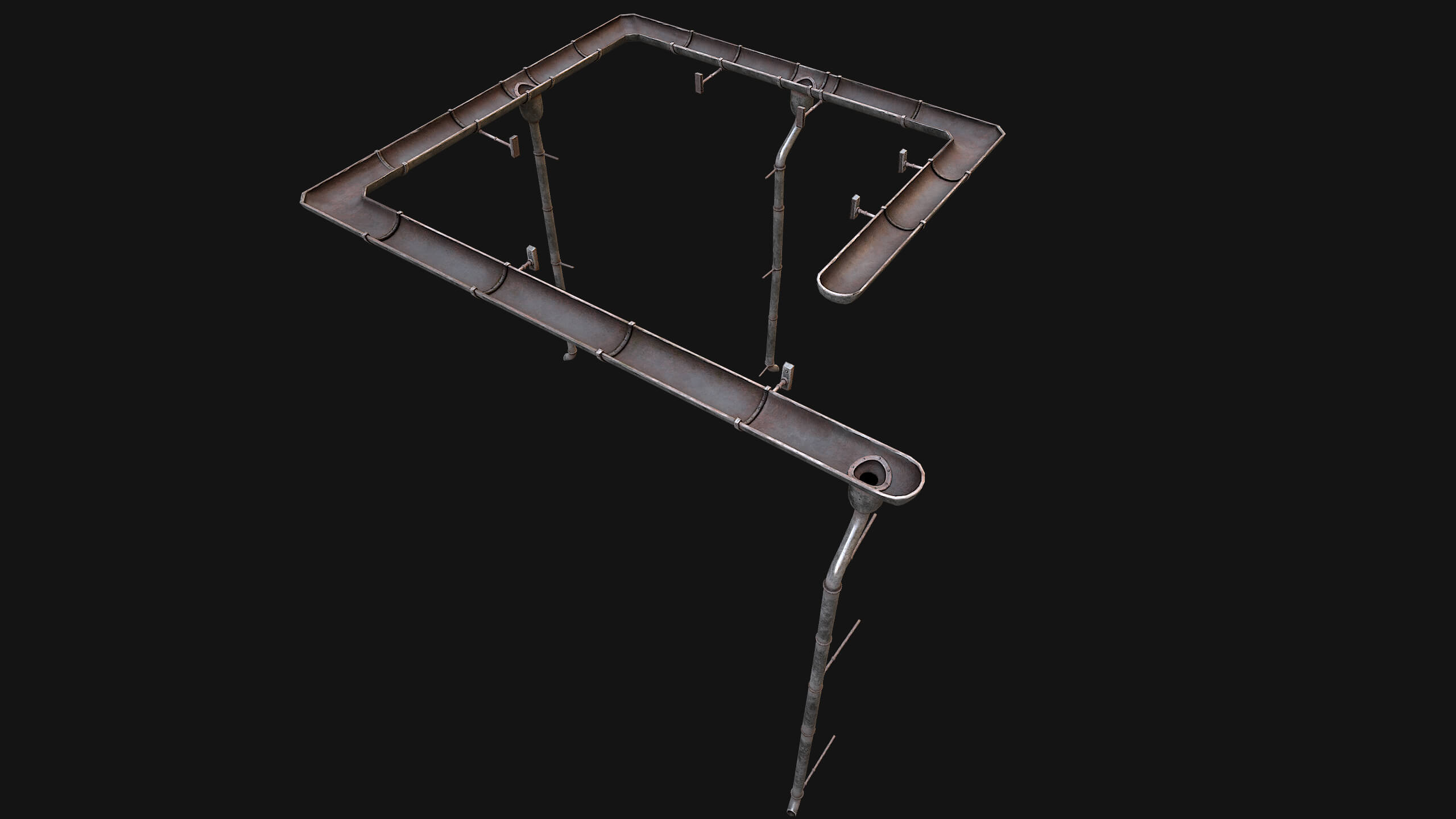 Gutter System Medieval Roof - 3D Model by Dereza