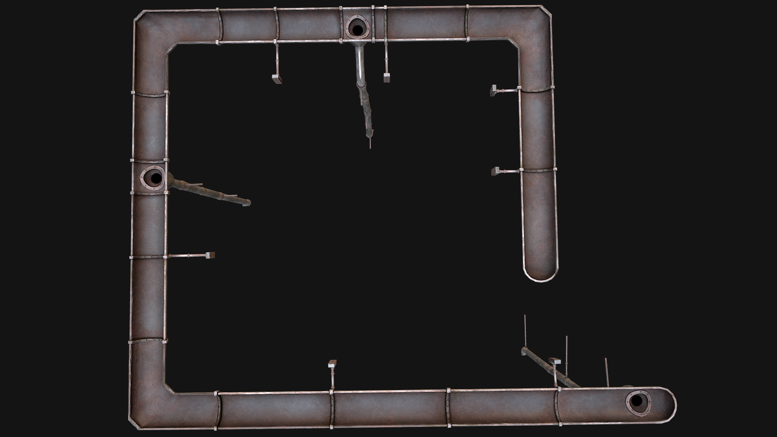 Gutter System Medieval Roof - 3D Model by Dereza