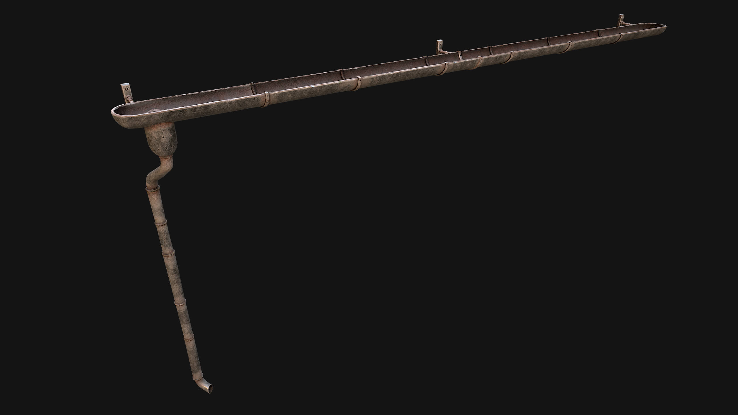Gutter System Medieval Roof - 3D Model by Dereza