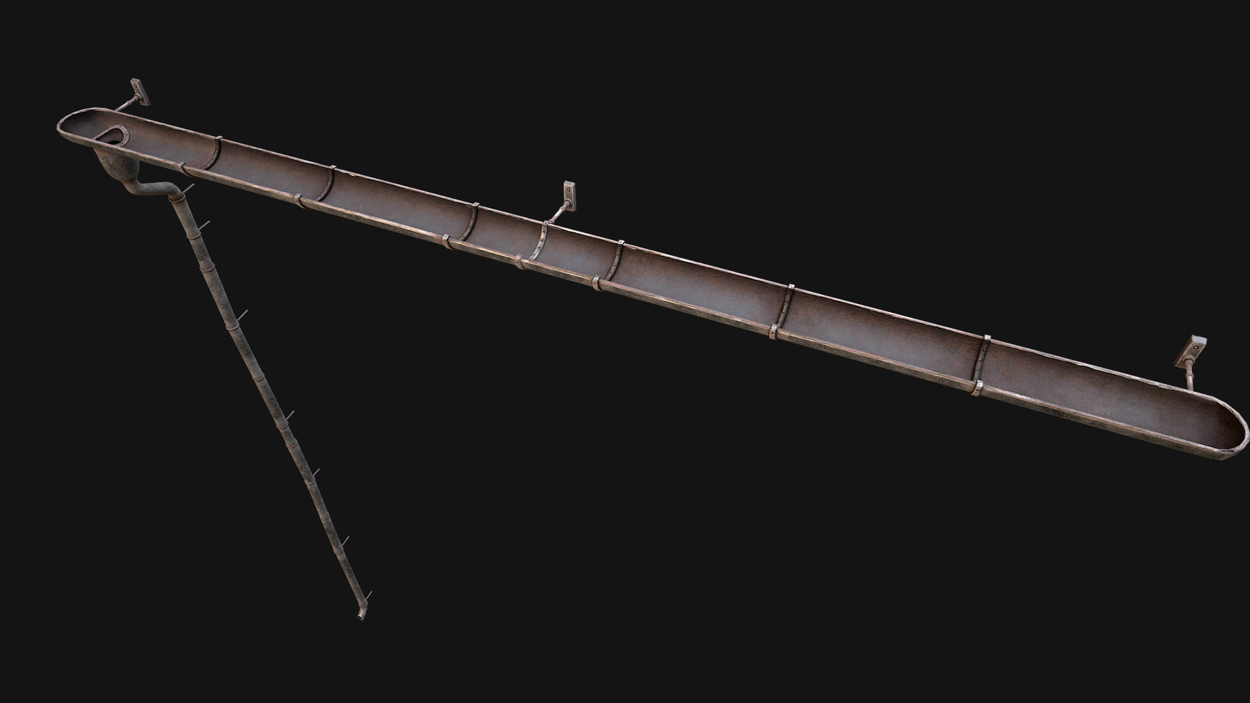 Gutter System Medieval Roof - 3D Model by Dereza