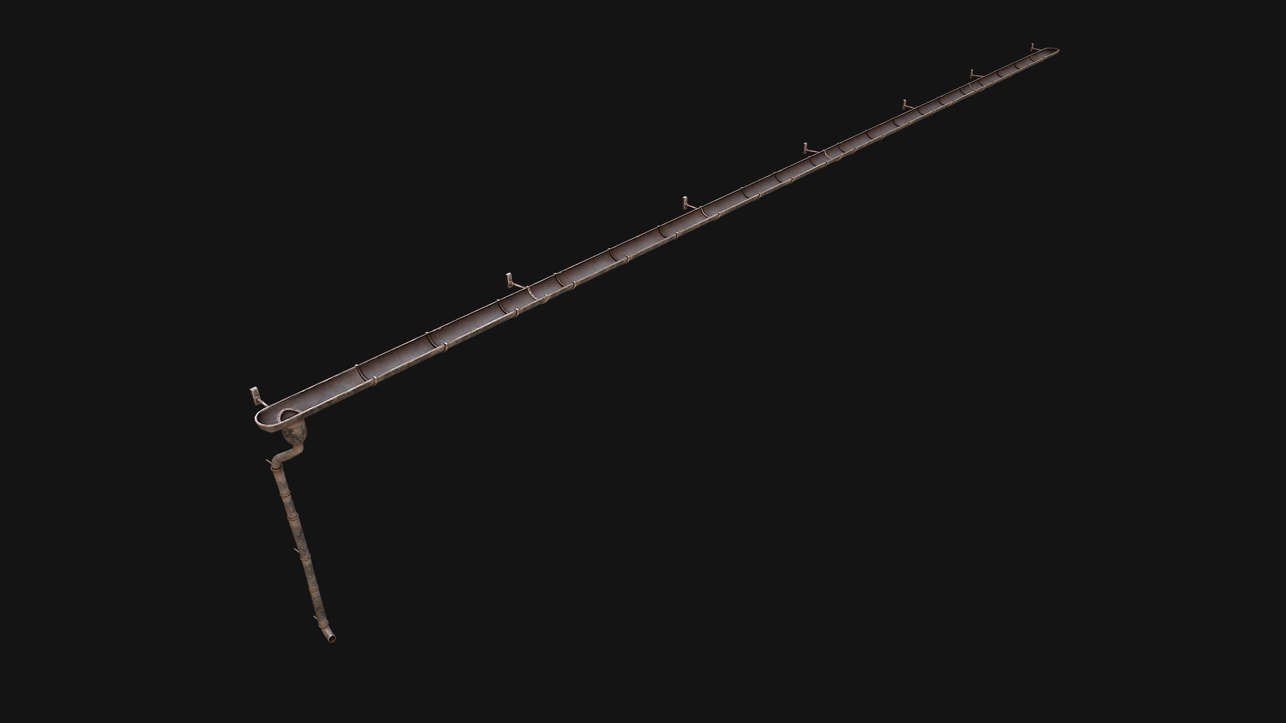 Gutter System Medieval Roof - 3D Model by Dereza