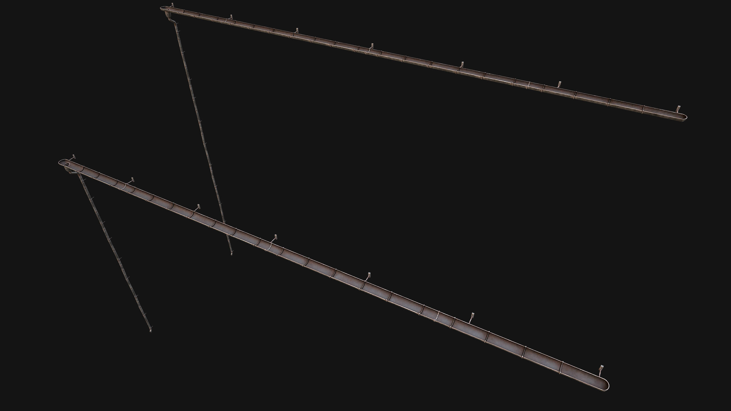 Gutter System Medieval Roof - 3D Model by Dereza