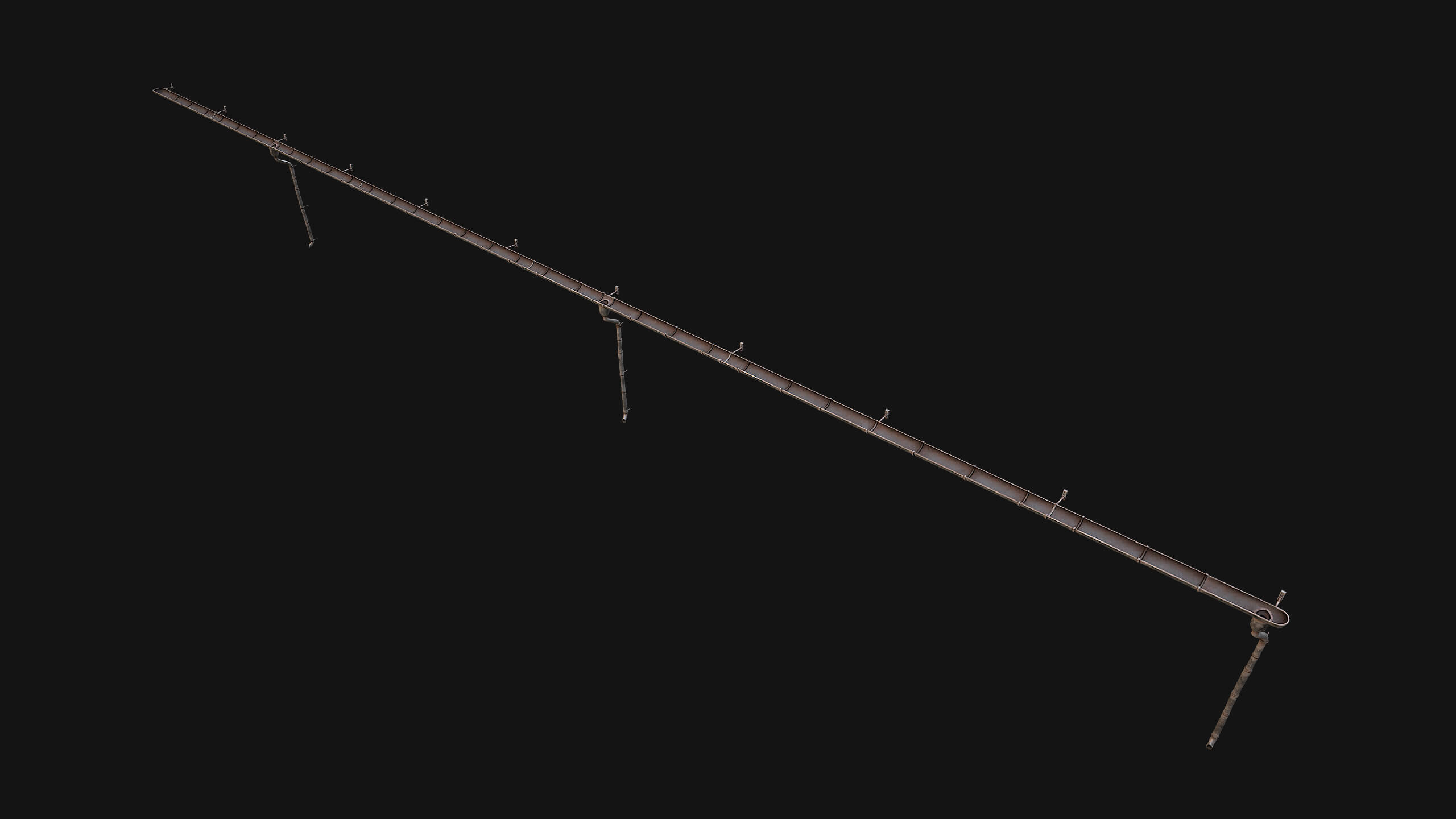 Gutter System Medieval Roof - 3D Model by Dereza