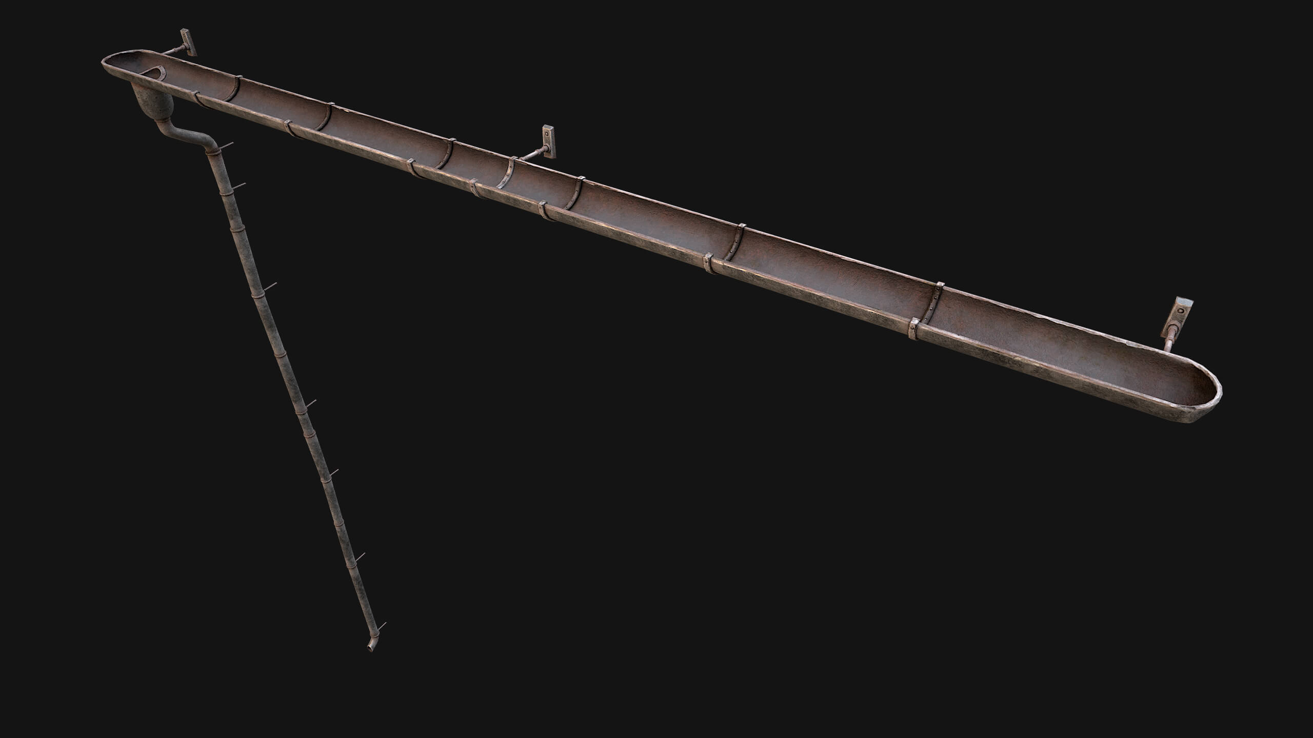 Gutter System Medieval Roof - 3D Model by Dereza
