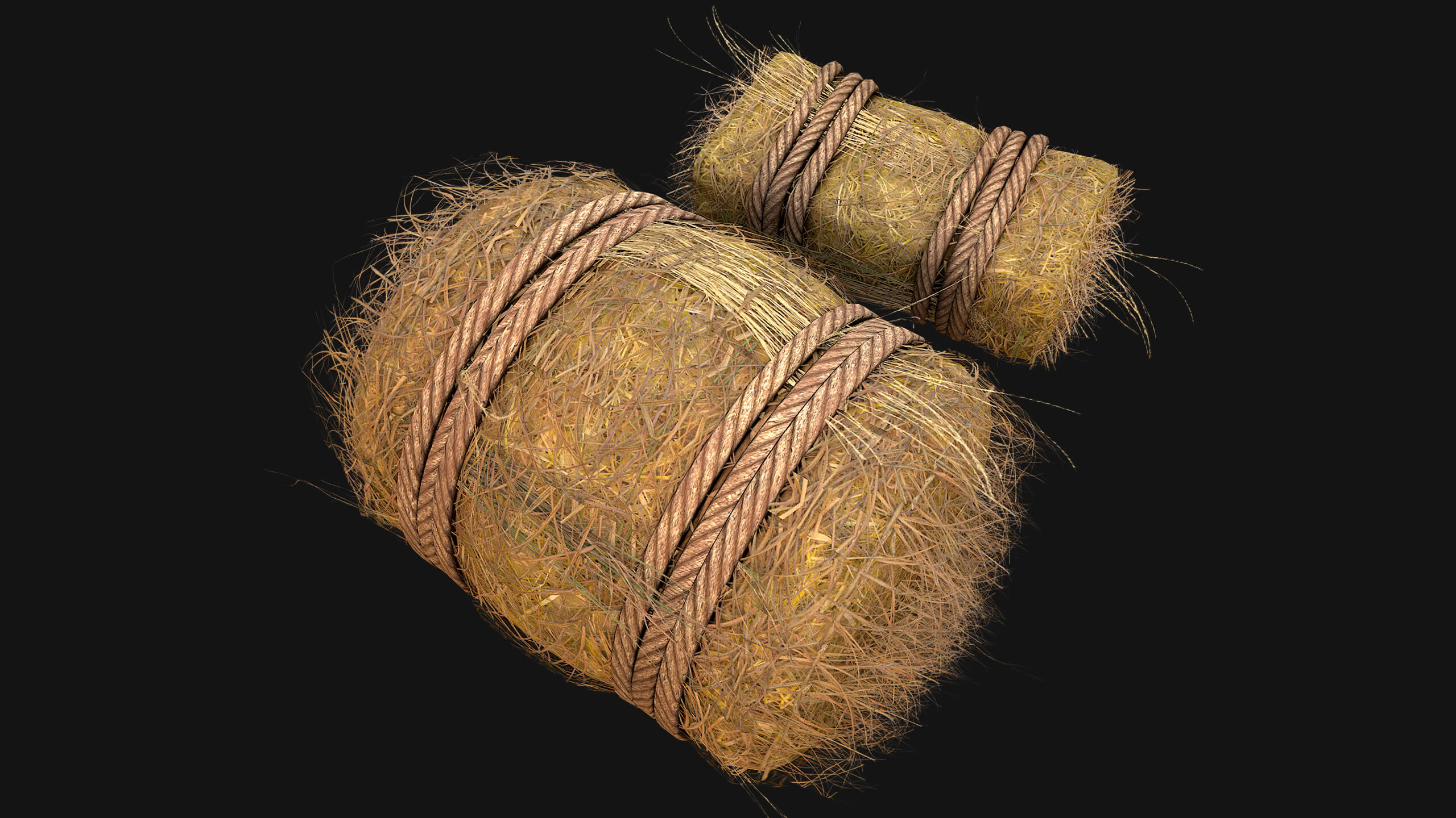 Hay Bale Square and Round - 3D Model by Dereza