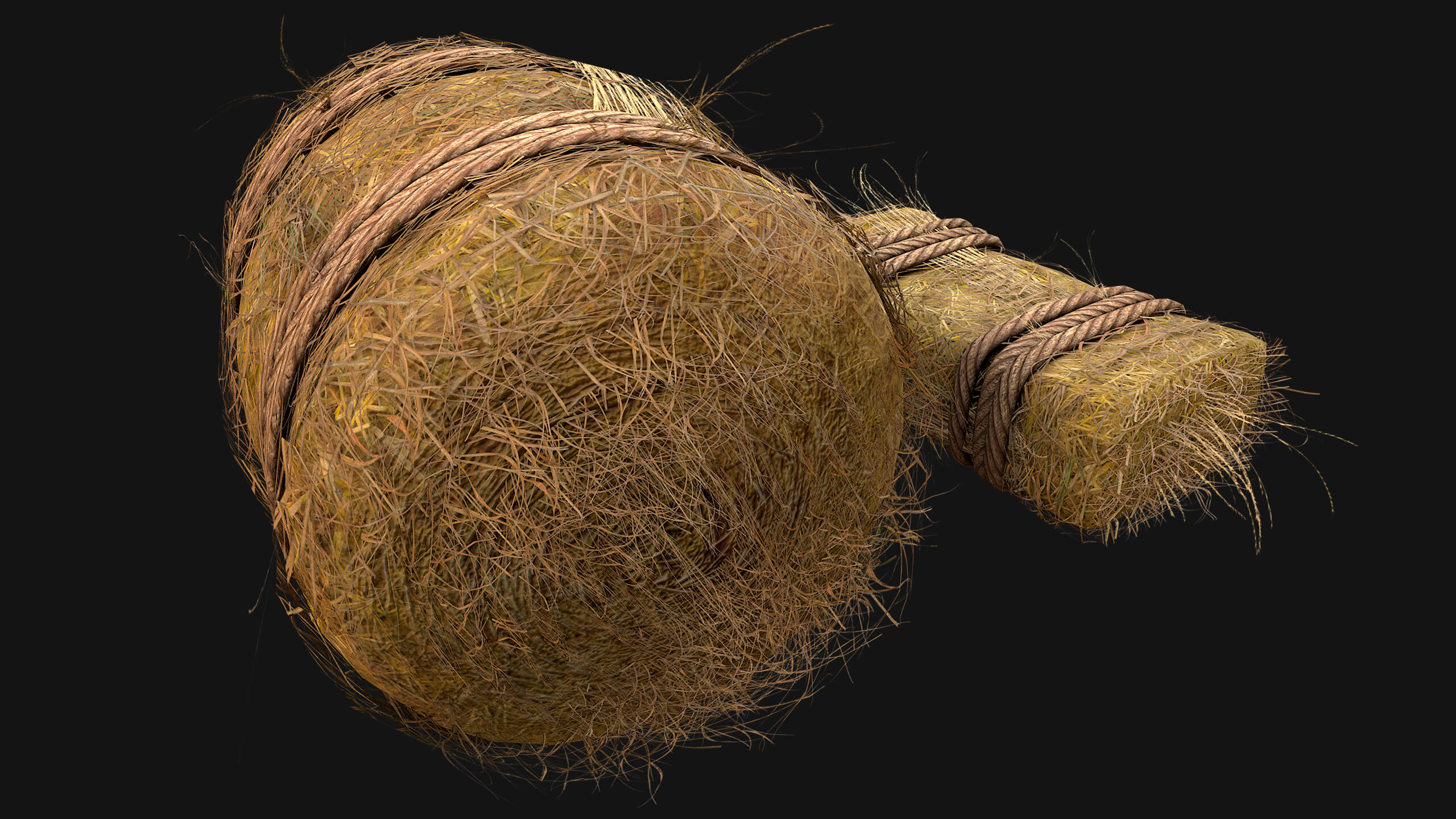 Hay Bale Square and Round - 3D Model by Dereza