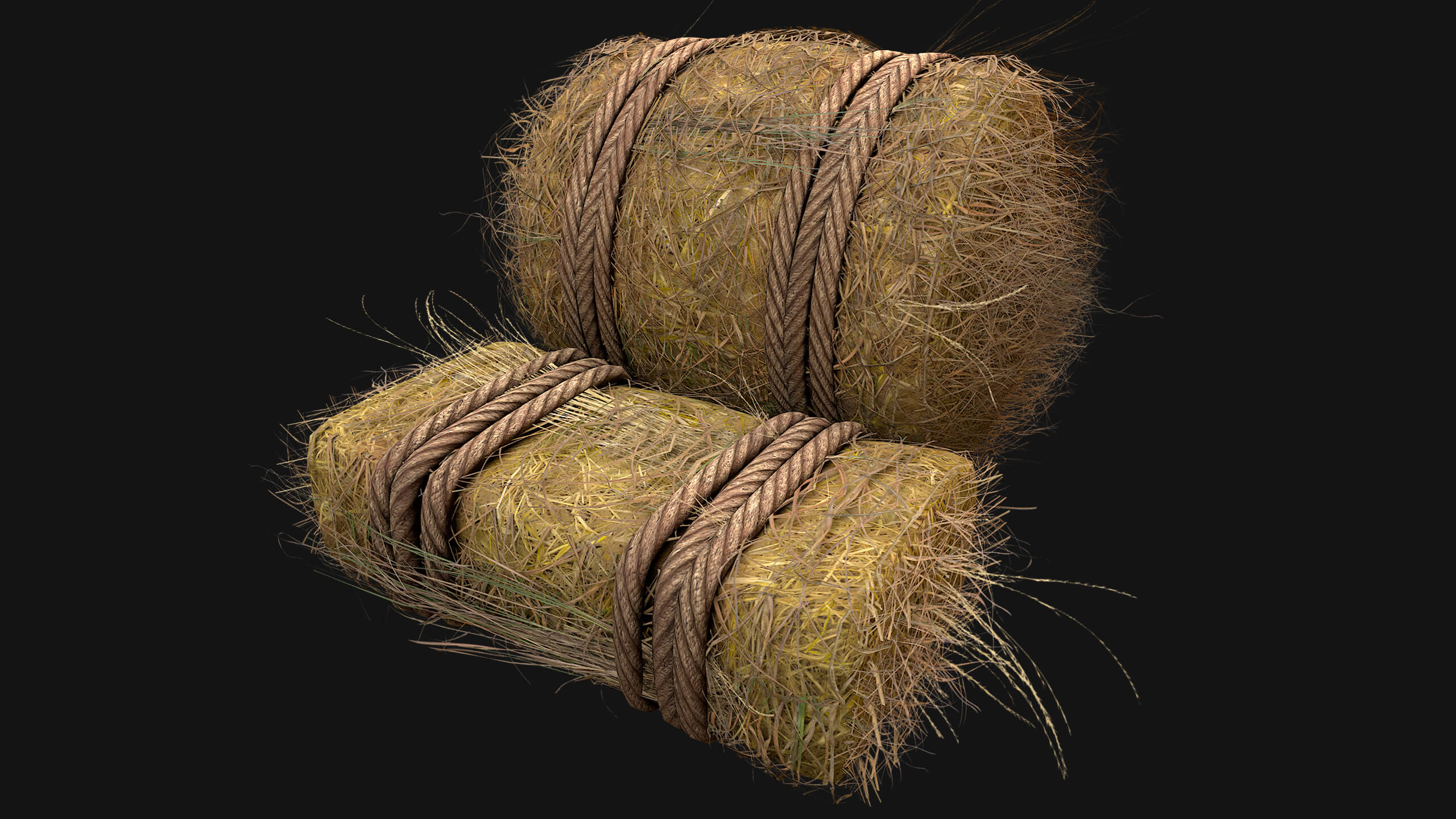 Hay Bale Square and Round - 3D Model by Dereza