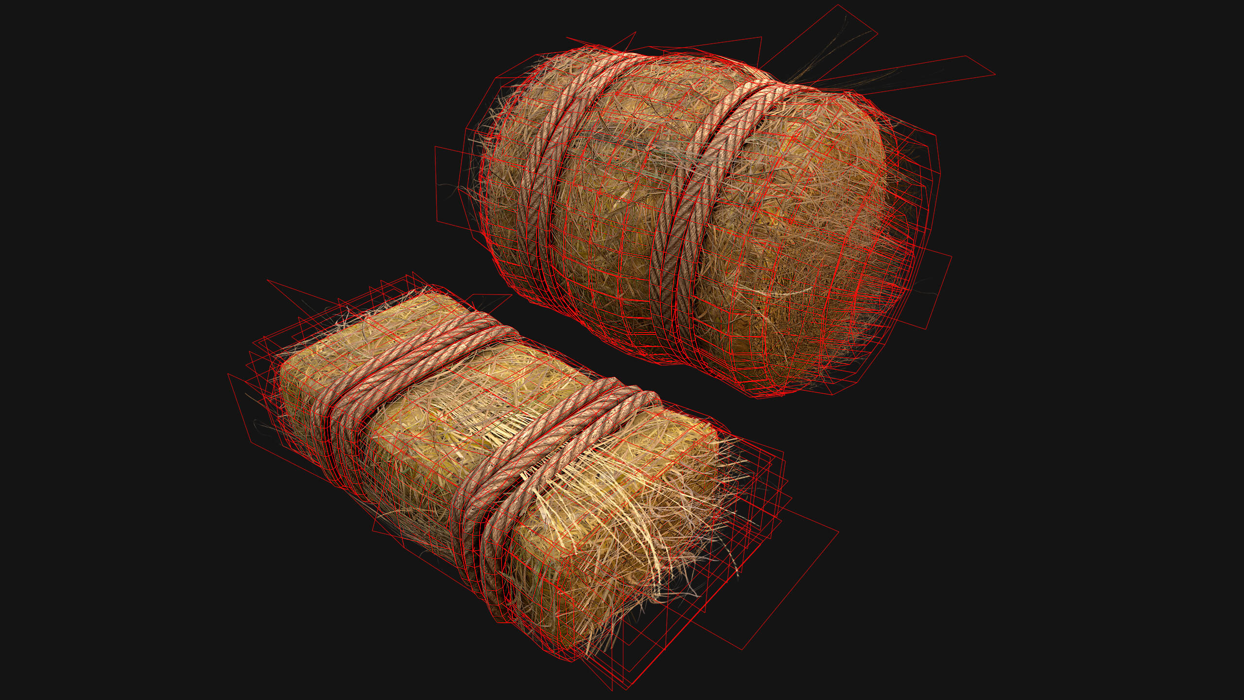 Hay Bale Square and Round - 3D Model by Dereza