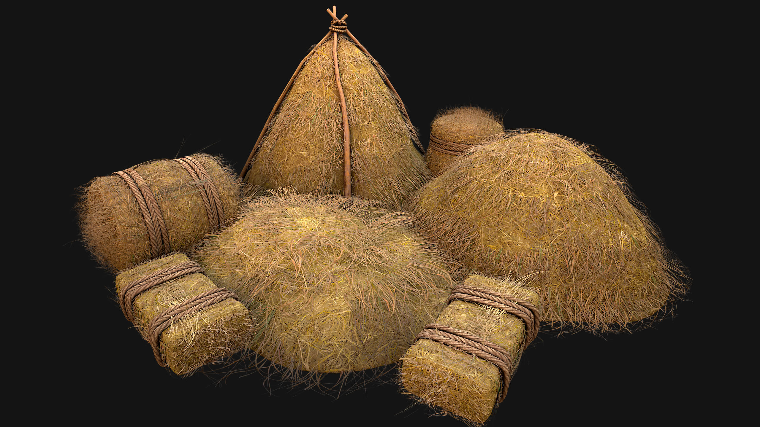 Hay Haystack Bale Farm Pack - 3D Model by Dereza