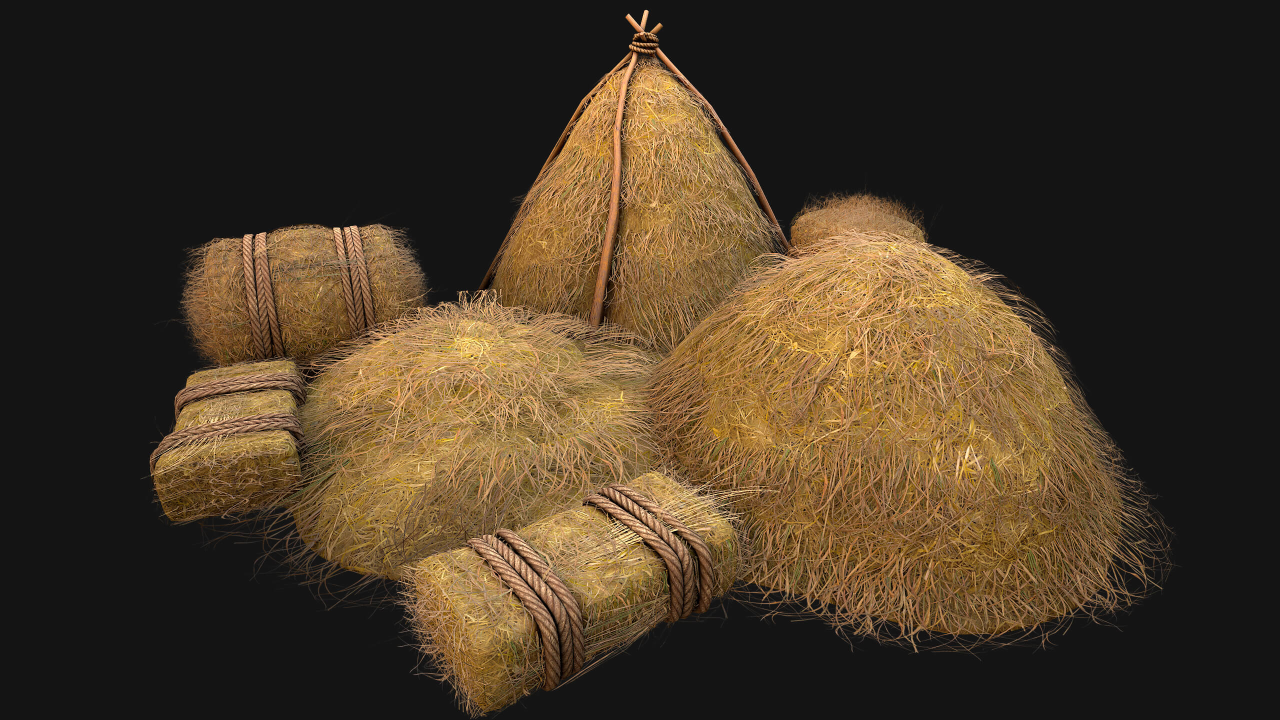 Hay Haystack Bale Farm Pack - 3D Model by Dereza