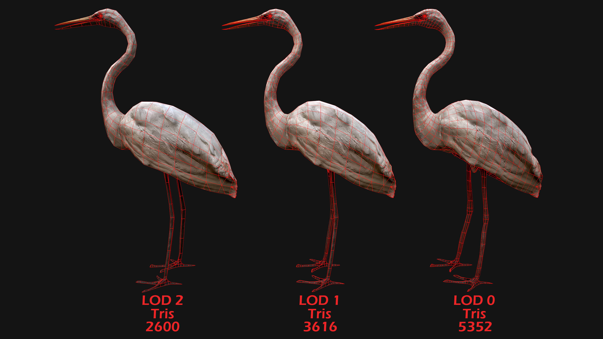 Heron White Bird - 3D Model by Dereza