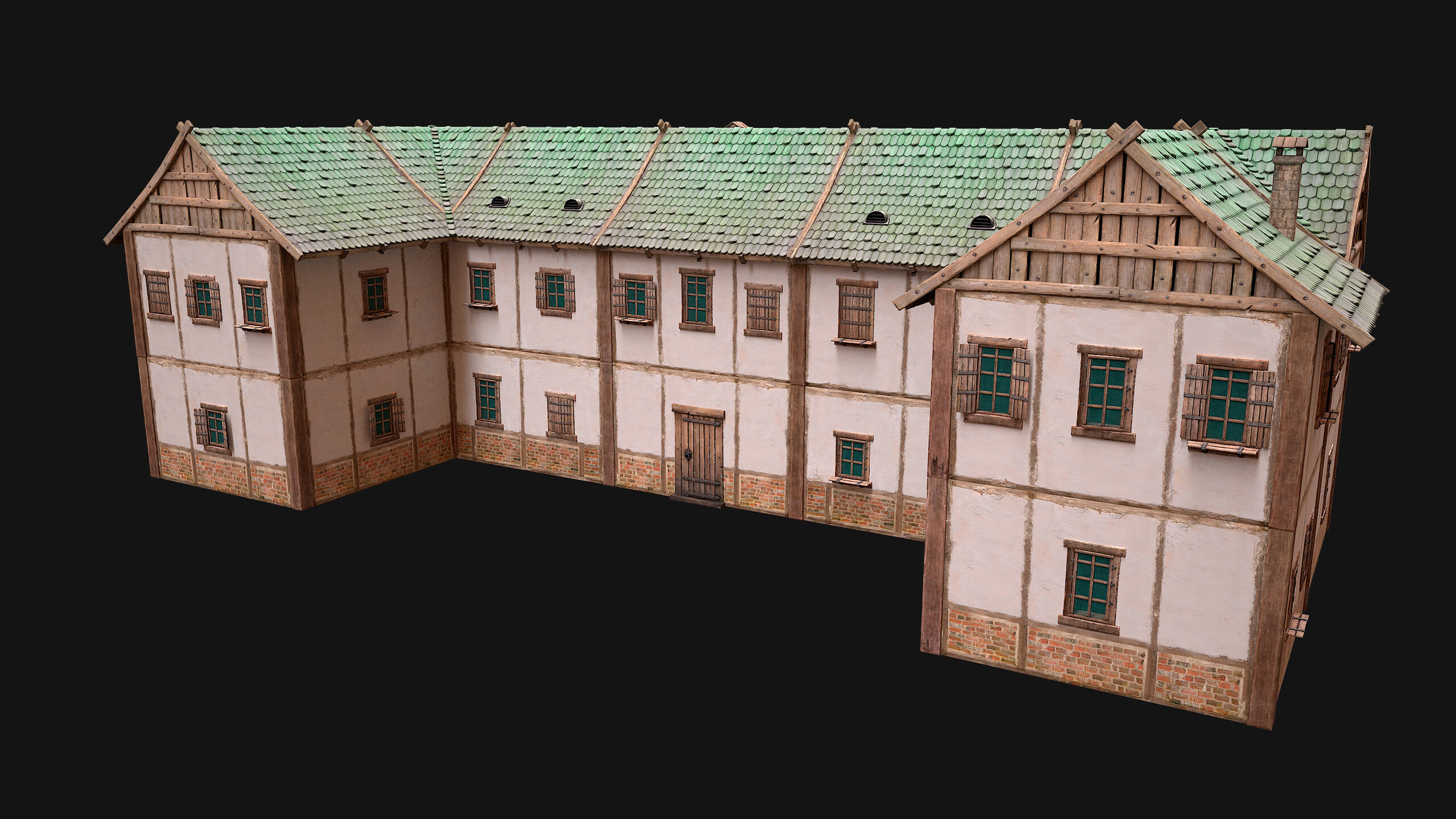 Medieval House Residence 2 Story - 3D Model by Dereza