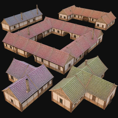 Medieval Buildings Set - 3D Model by Dereza