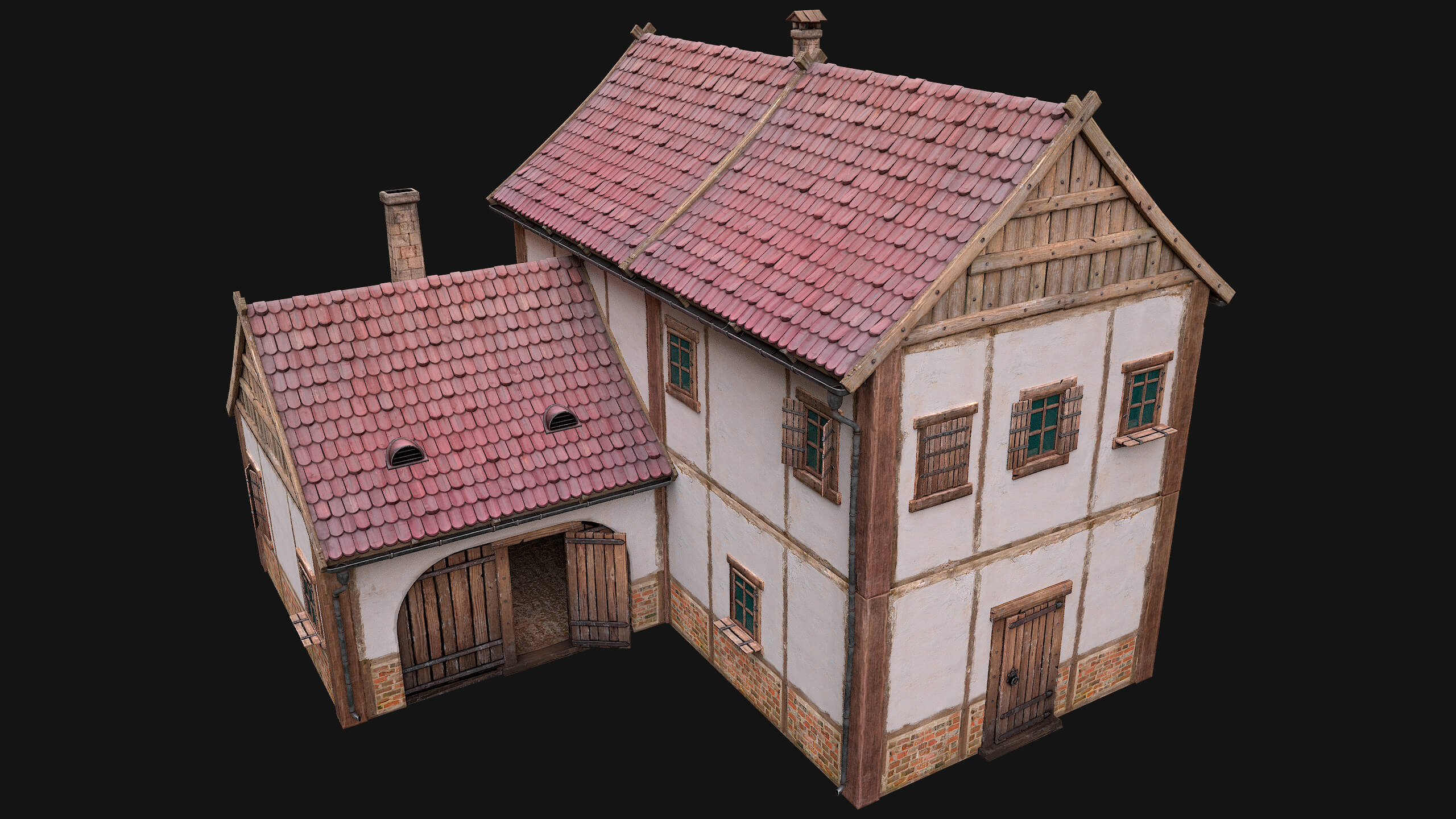 Medieval Town House Cottage - 3D Model by Dereza