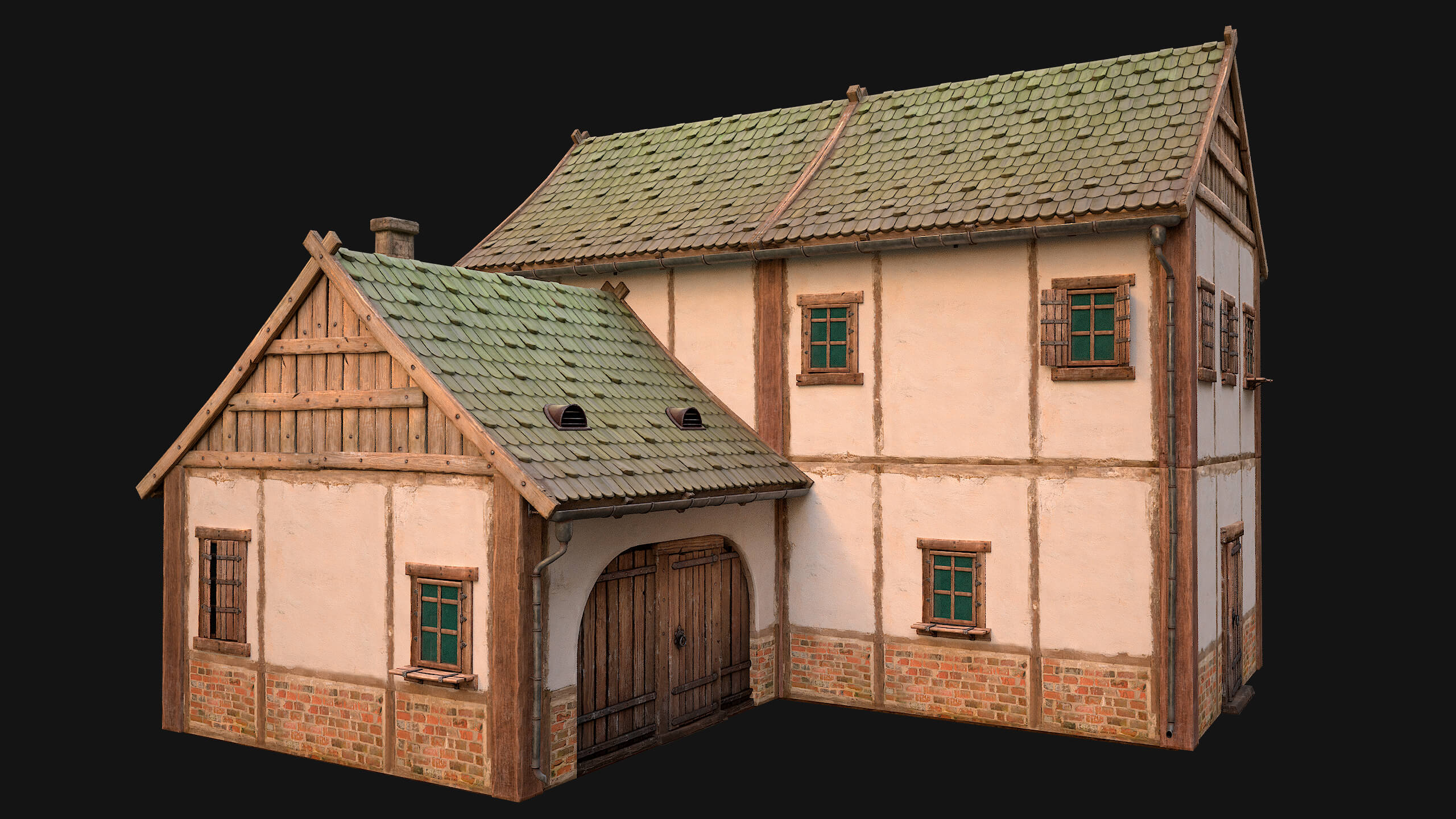 Medieval Town House Cottage - 3D Model by Dereza
