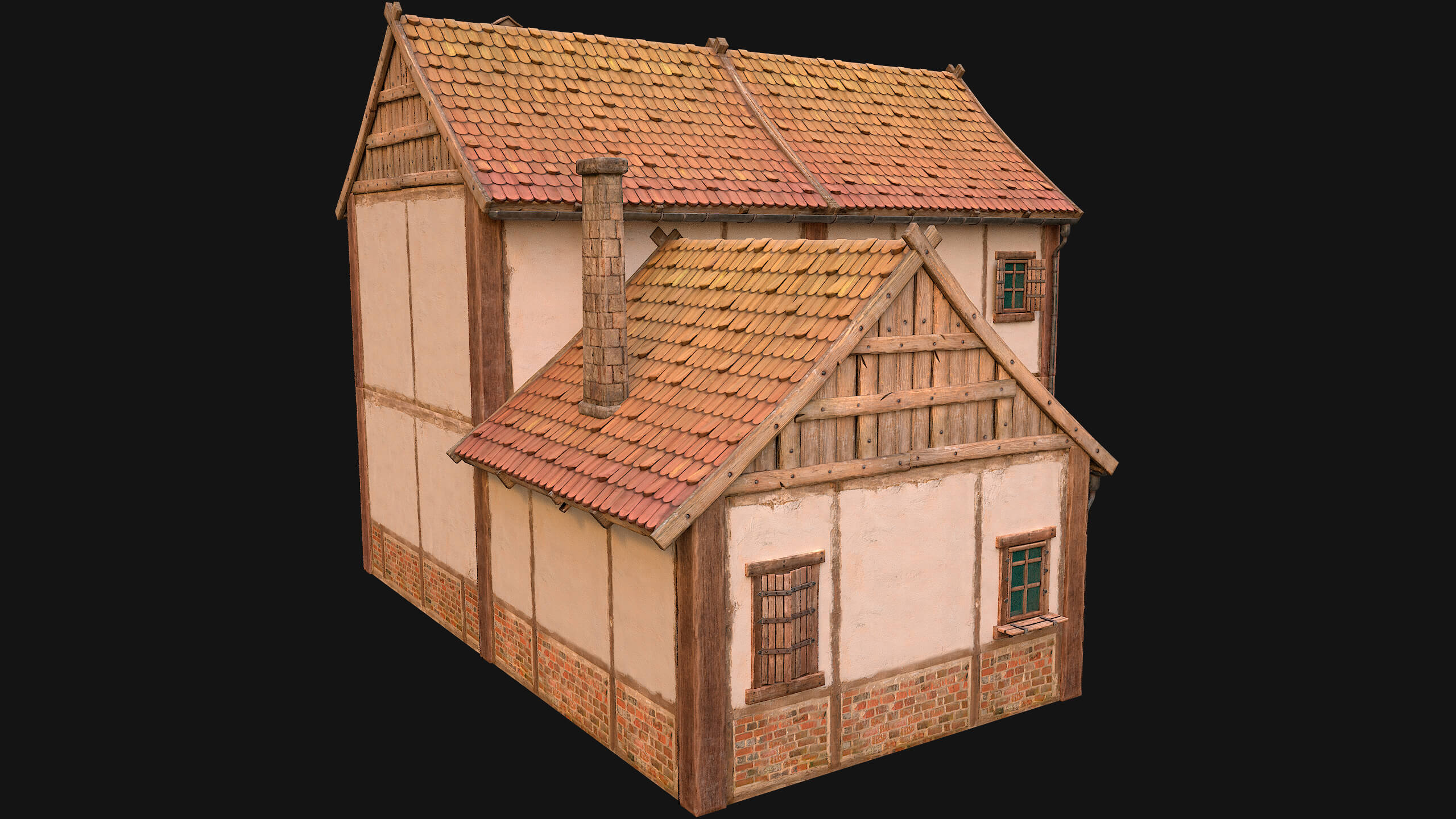 Medieval Town House Cottage - 3D Model by Dereza