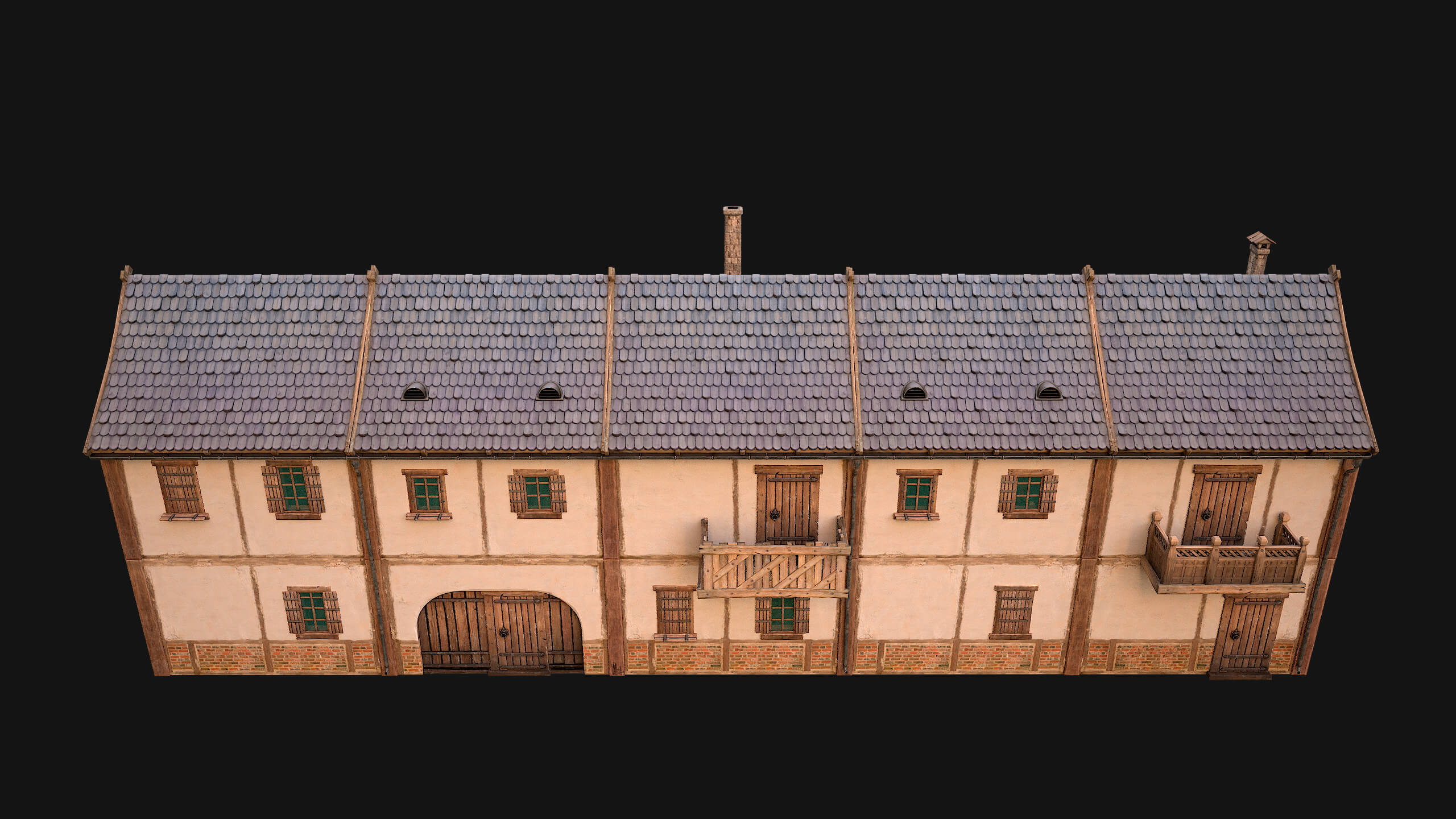 Medieval Town Buildings Set - 3D Model by Dereza