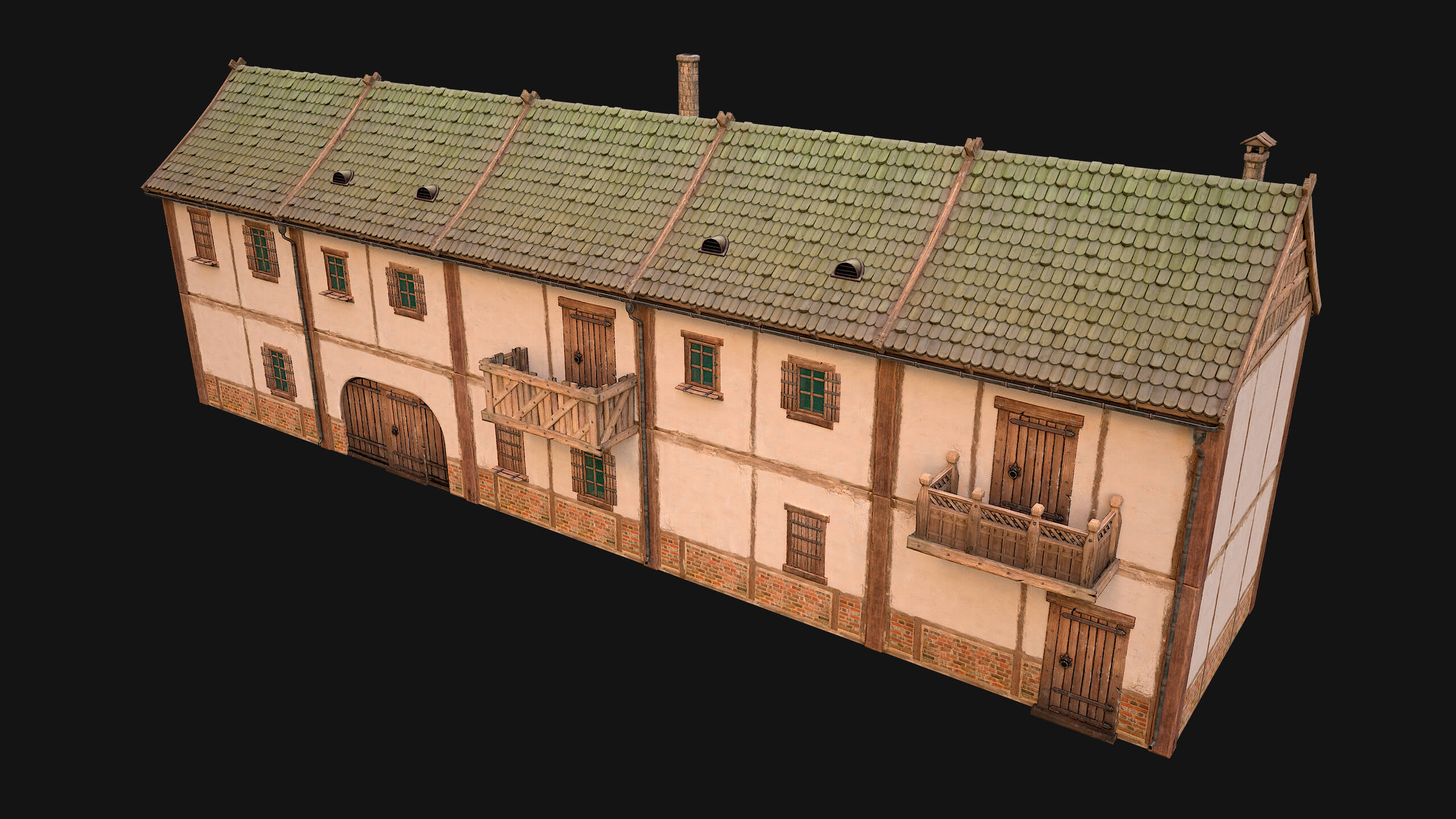 Medieval Town Buildings Set - 3D Model by Dereza