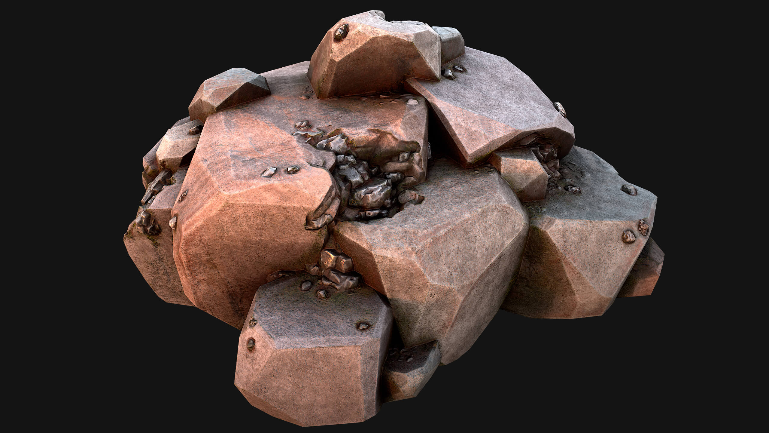 Iron Ore Rocks and Stones Set - 3D Model by Dereza