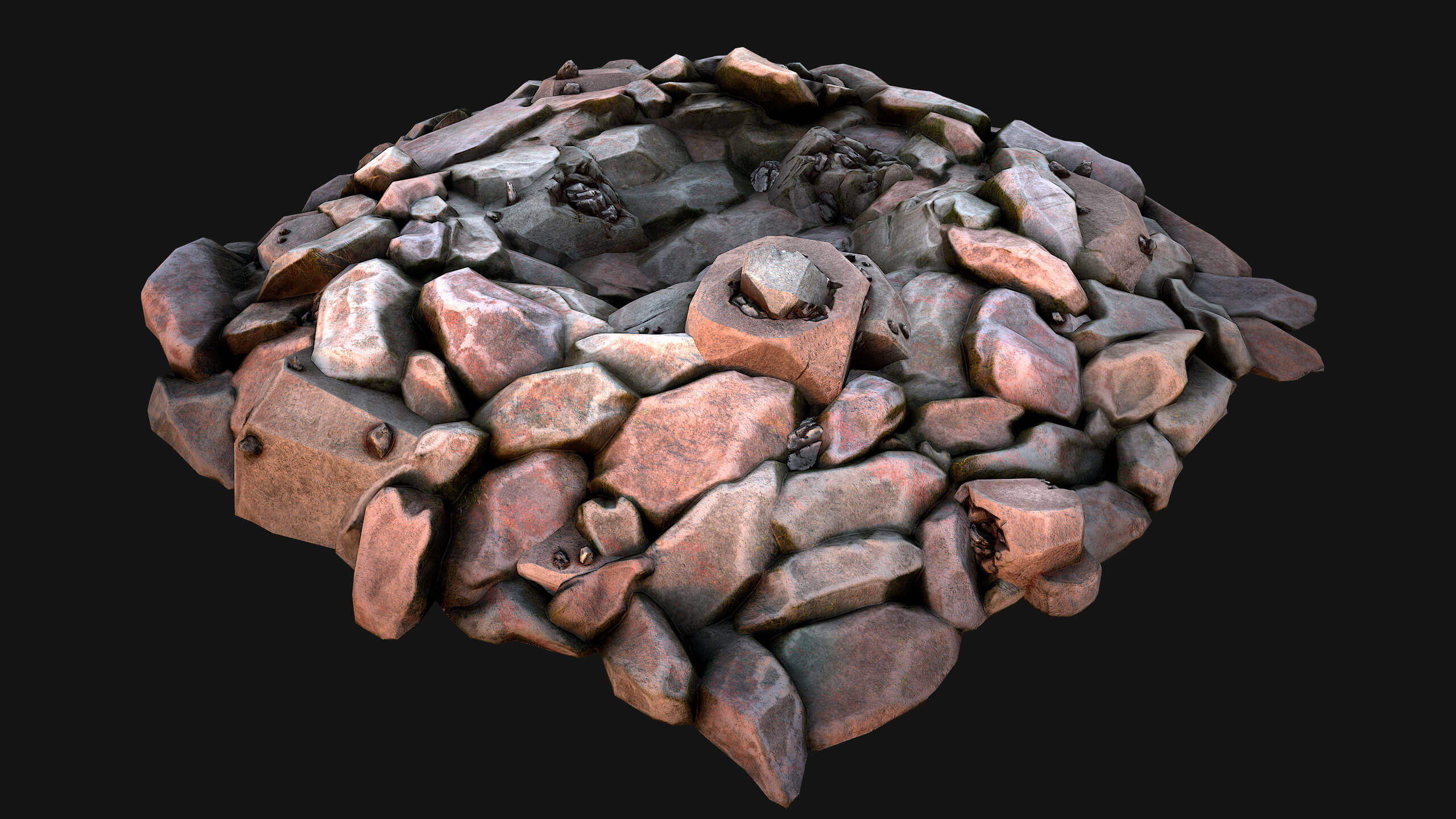 Iron Ore Rocks and Stones Set - 3D Model by Dereza
