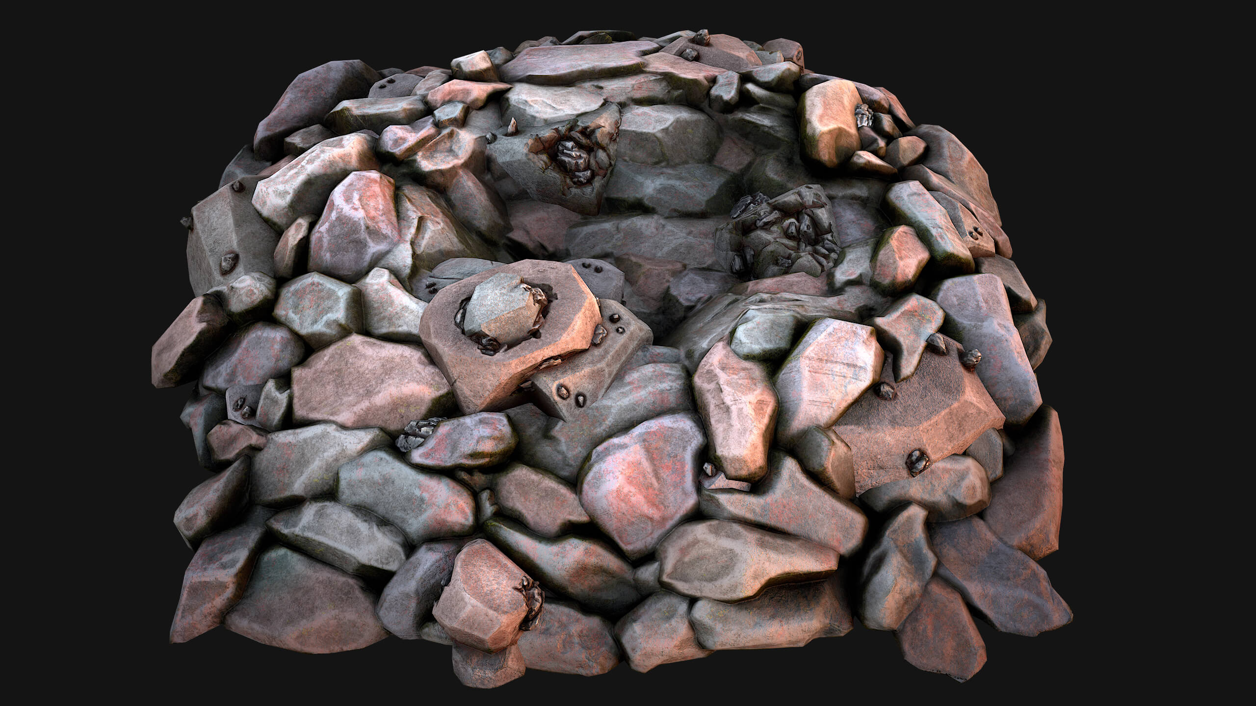 Iron Ore Rocks and Stones Set - 3D Model by Dereza