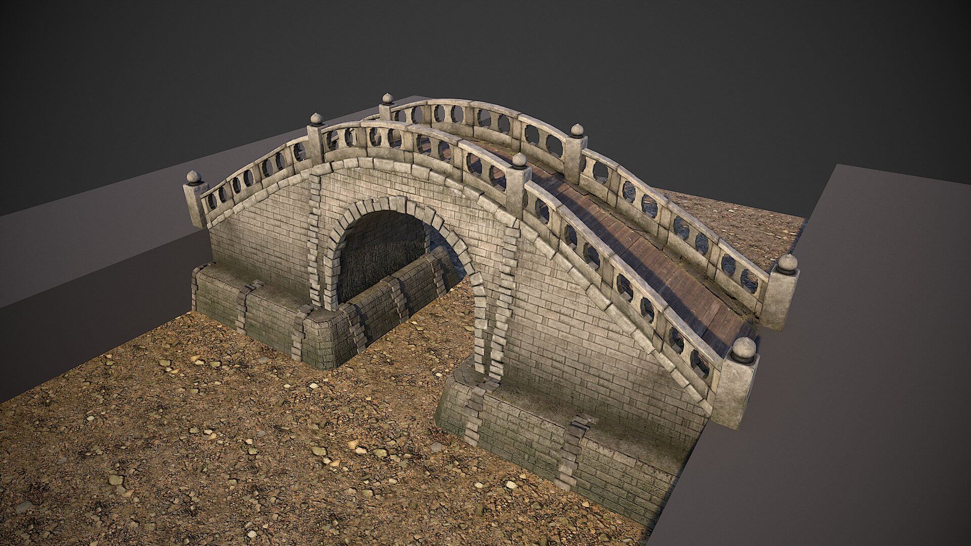 Japanese Medieval Bridge - 3D Model by Dereza