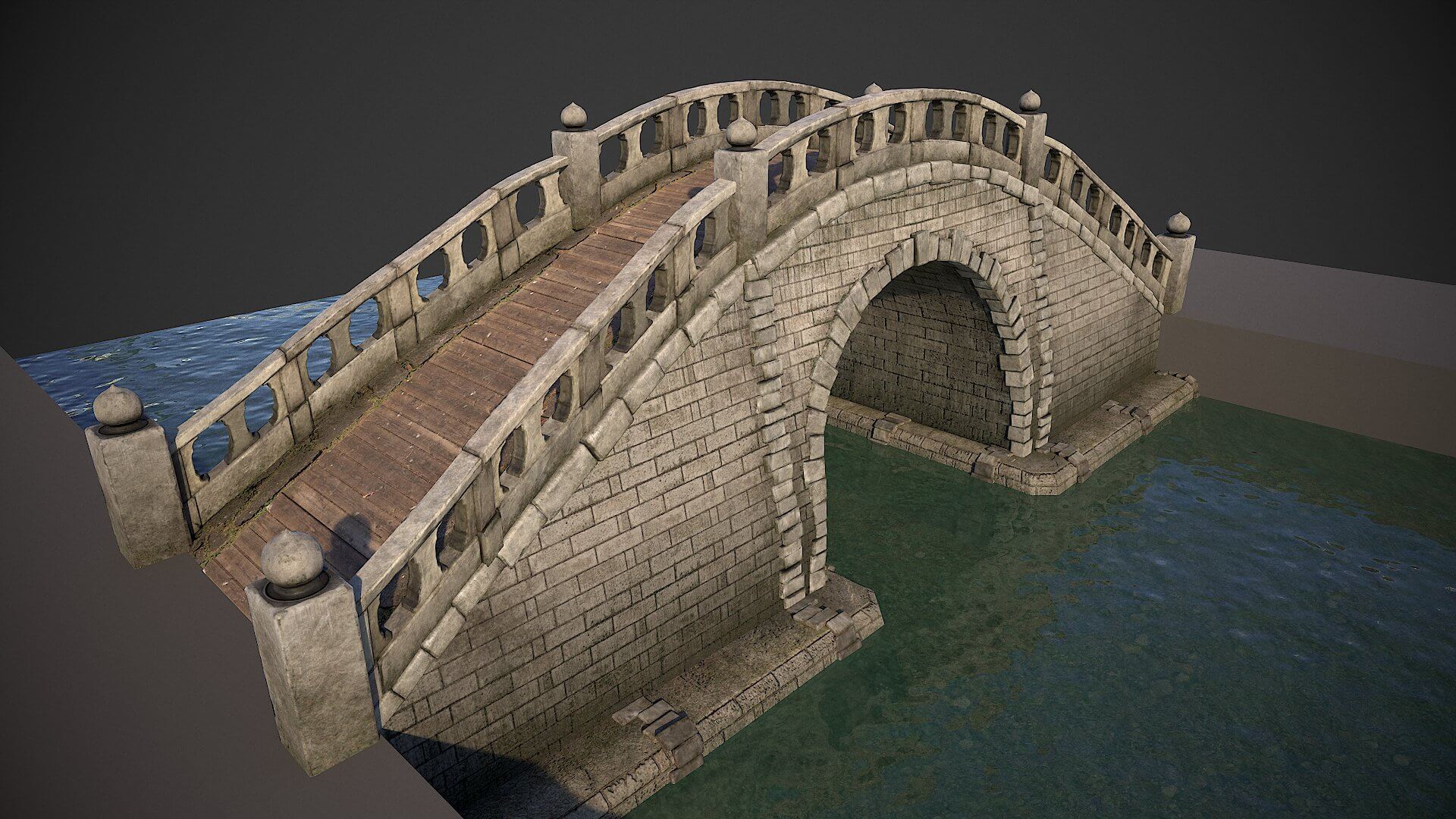 Japanese Medieval Bridge - 3D Model by Dereza
