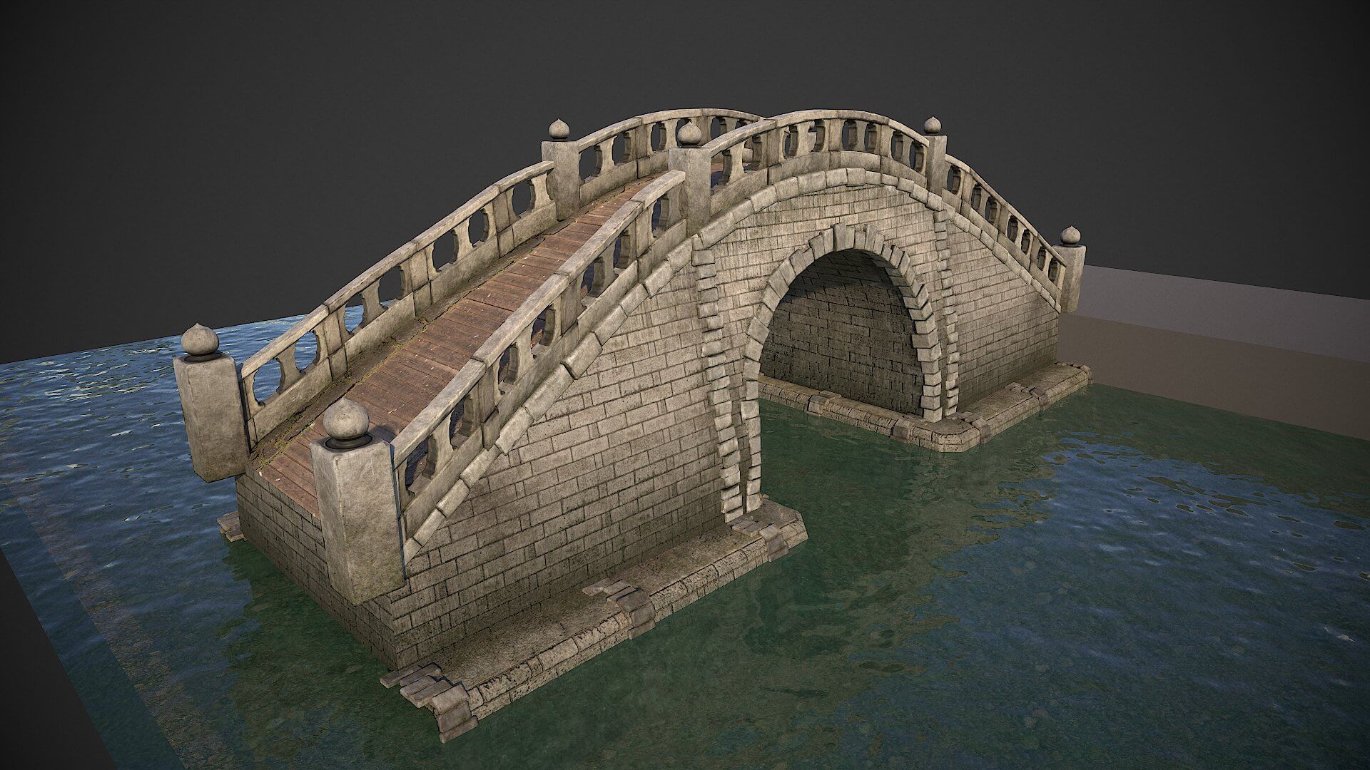 Japanese Medieval Bridge - 3D Model by Dereza