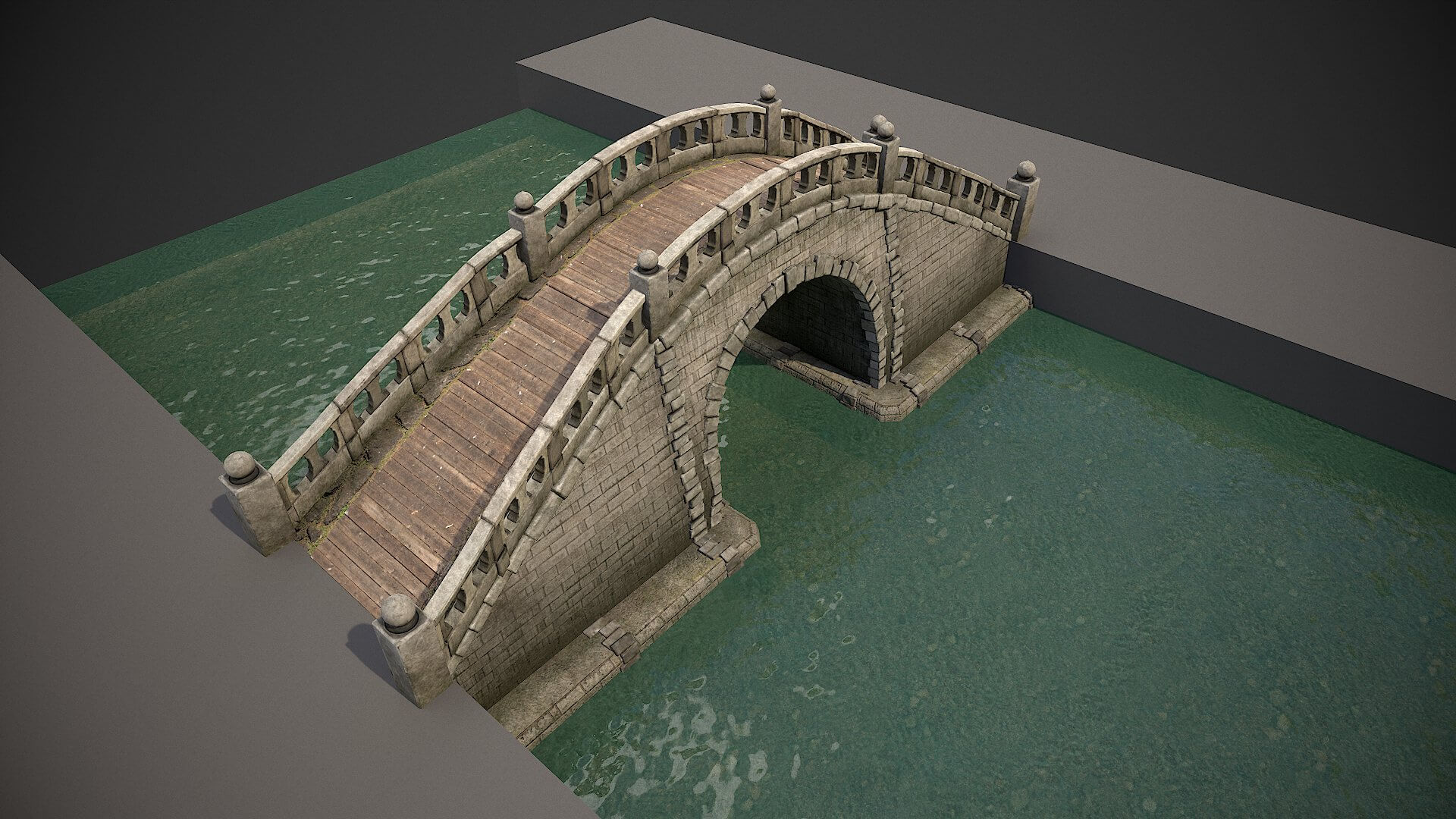 Japanese Medieval Bridge - 3D Model by Dereza
